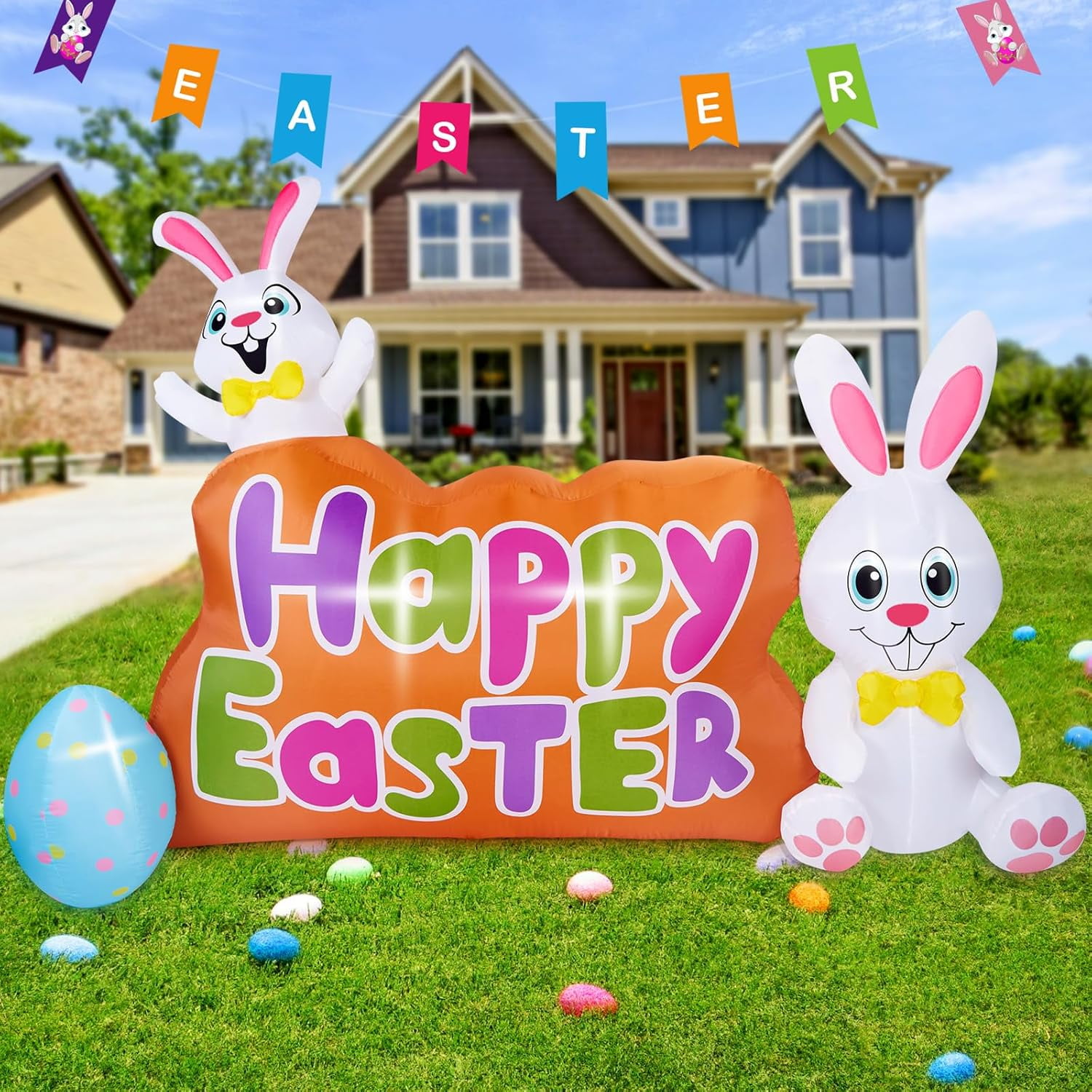 7.74FT Easter Inflatable Bunny Outdoor Decorations with Built in LED ...