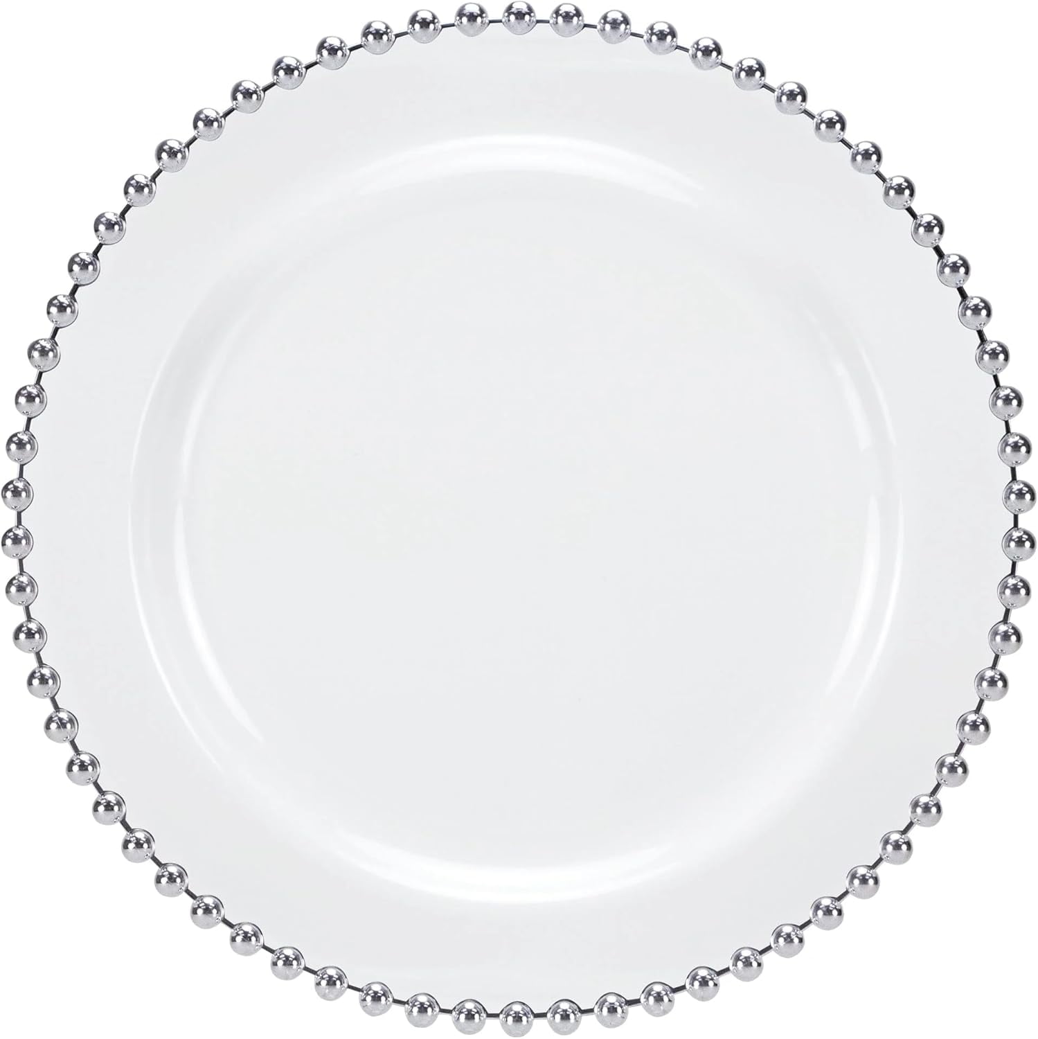 7.75 Inch Silver Beaded White Round Salad Plate – Elegant Disposable ...
