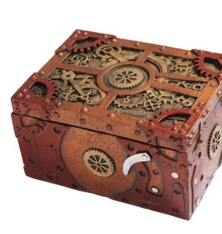 7.75 Inch Steampunk Themed Clockwork Jewelry/Trinket Box Figurine ...