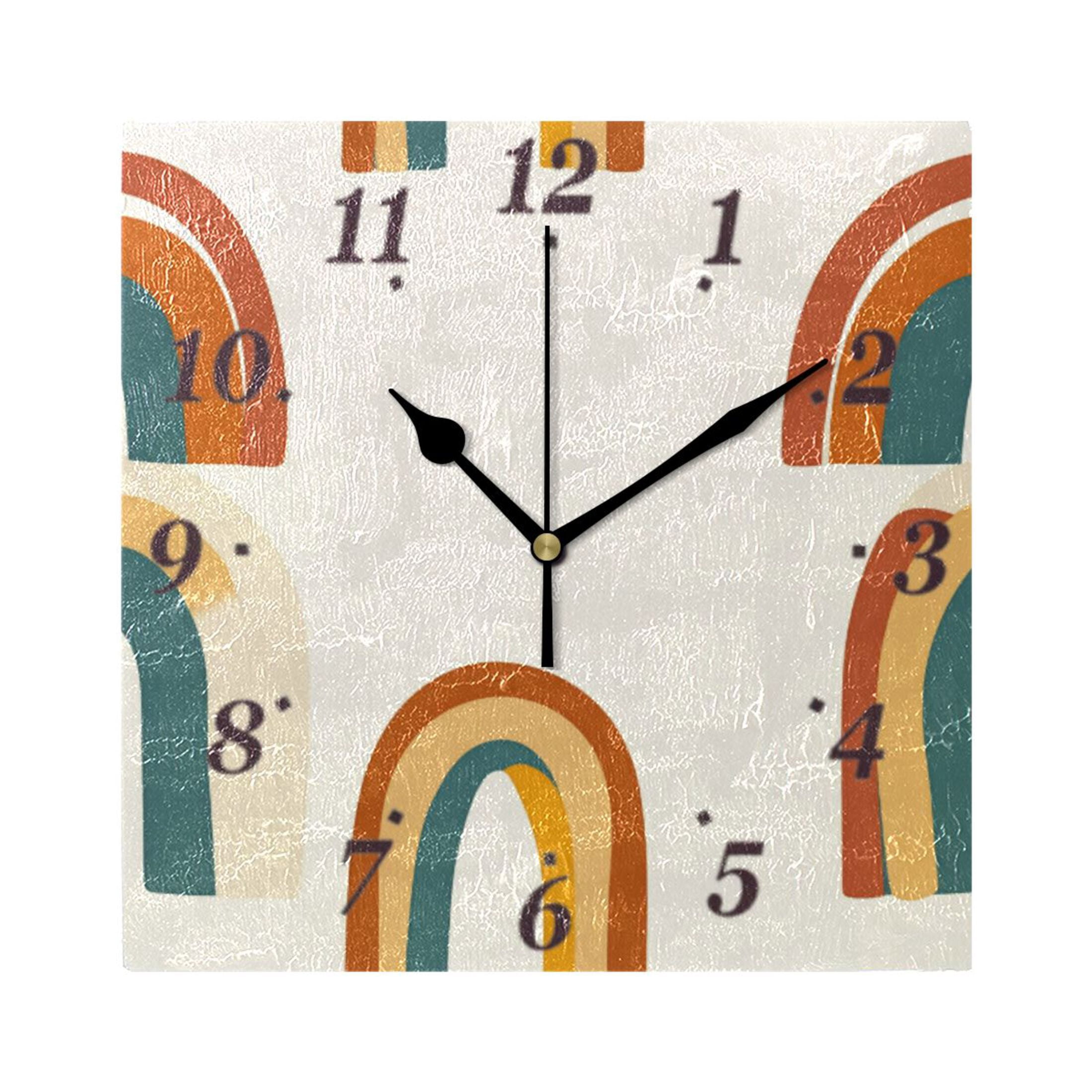 Abstract Rainbow Pattern Wall Clock Square Clock Decoration Creative ...
