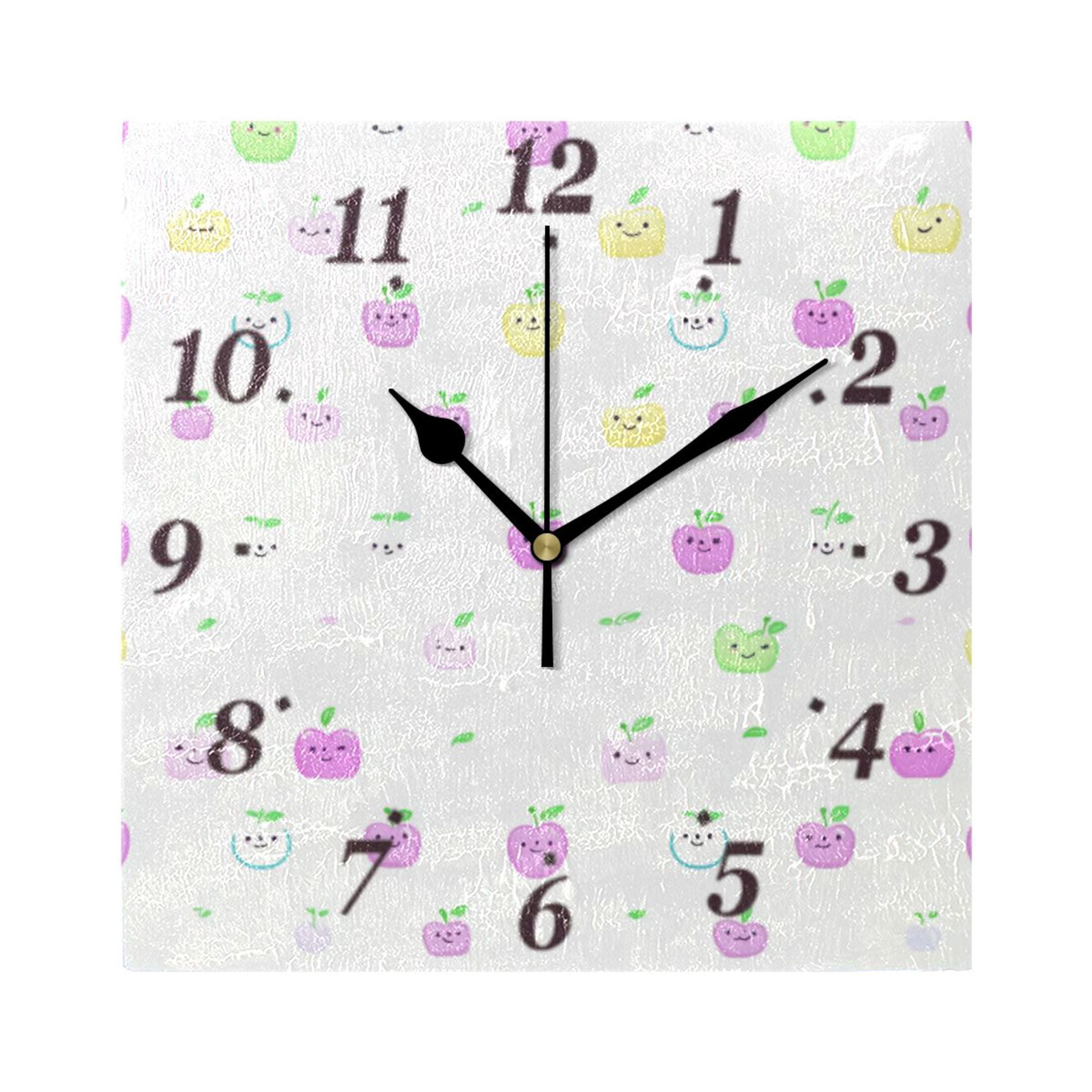 7.78in Cartoon Fruit Elements Square Wall and Table Clock Dual Use ...