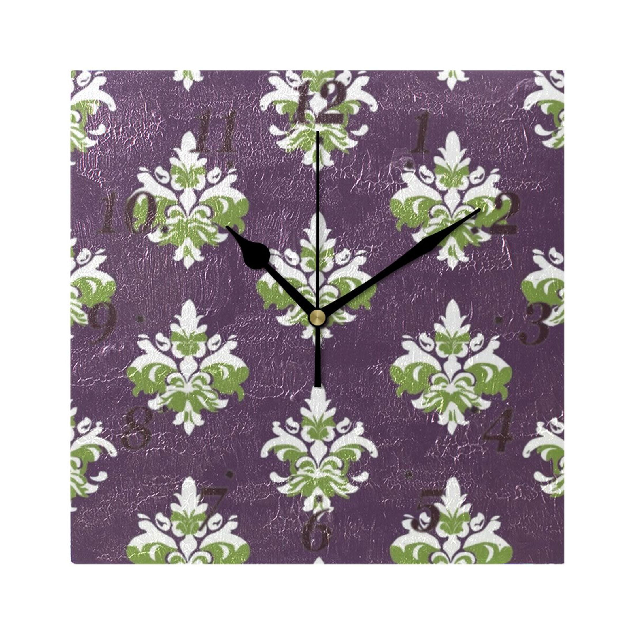 Classic Damask Pattern Wall Clock Square Clock Decoration Creative Clock Dual Use Black Pointer ...