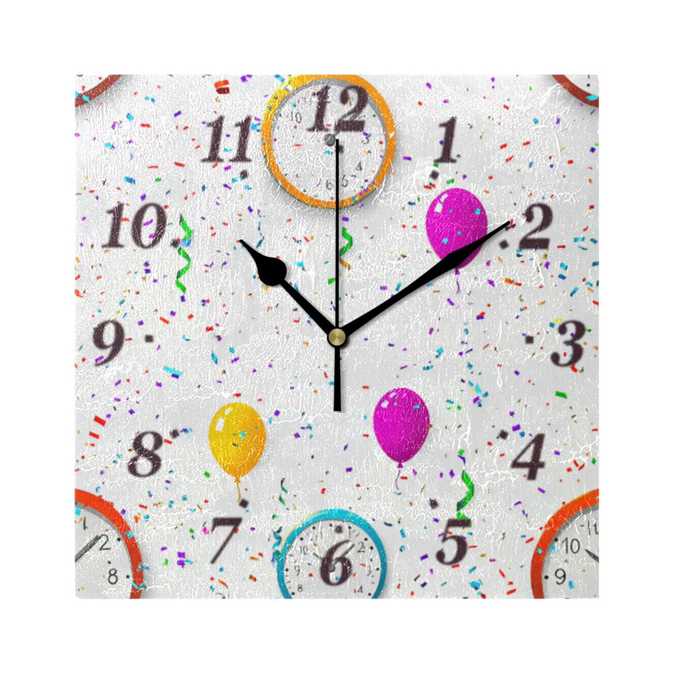 7.78in Clocks Balloons Pattern Square Wall and Table Clock Dual Use ...