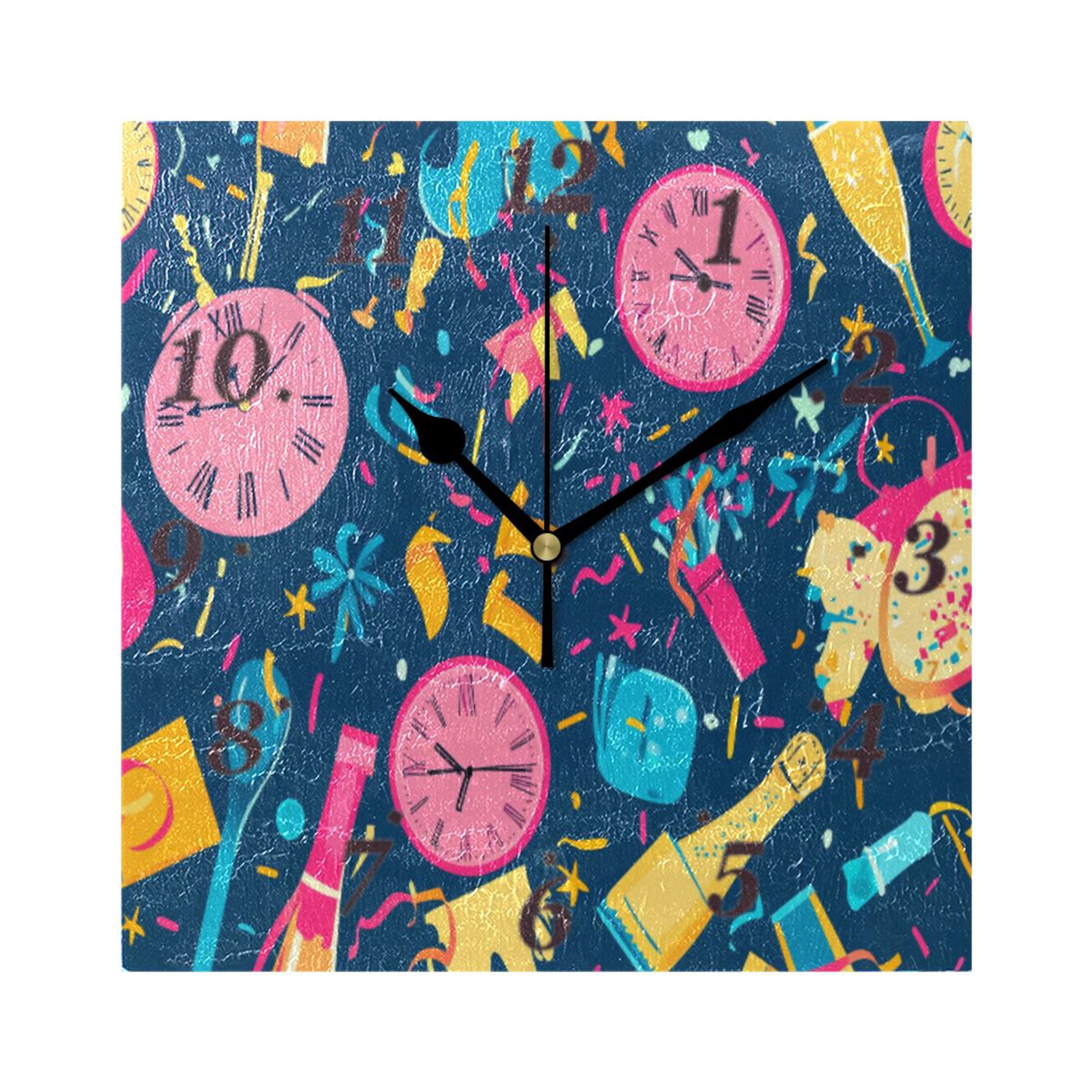 Colorful Graffiti Design Colors Wall Clock Square Clock Decoration ...