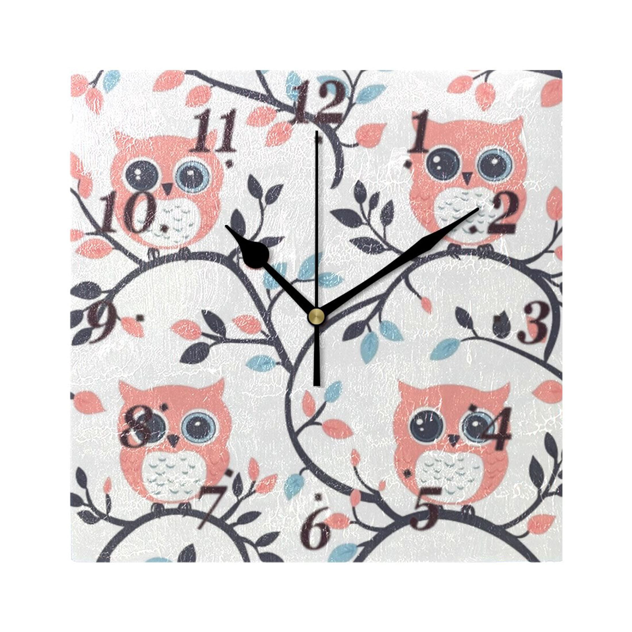 Cute Cartoon Bird Wall Clock Square Clock Decoration Creative Clock ...