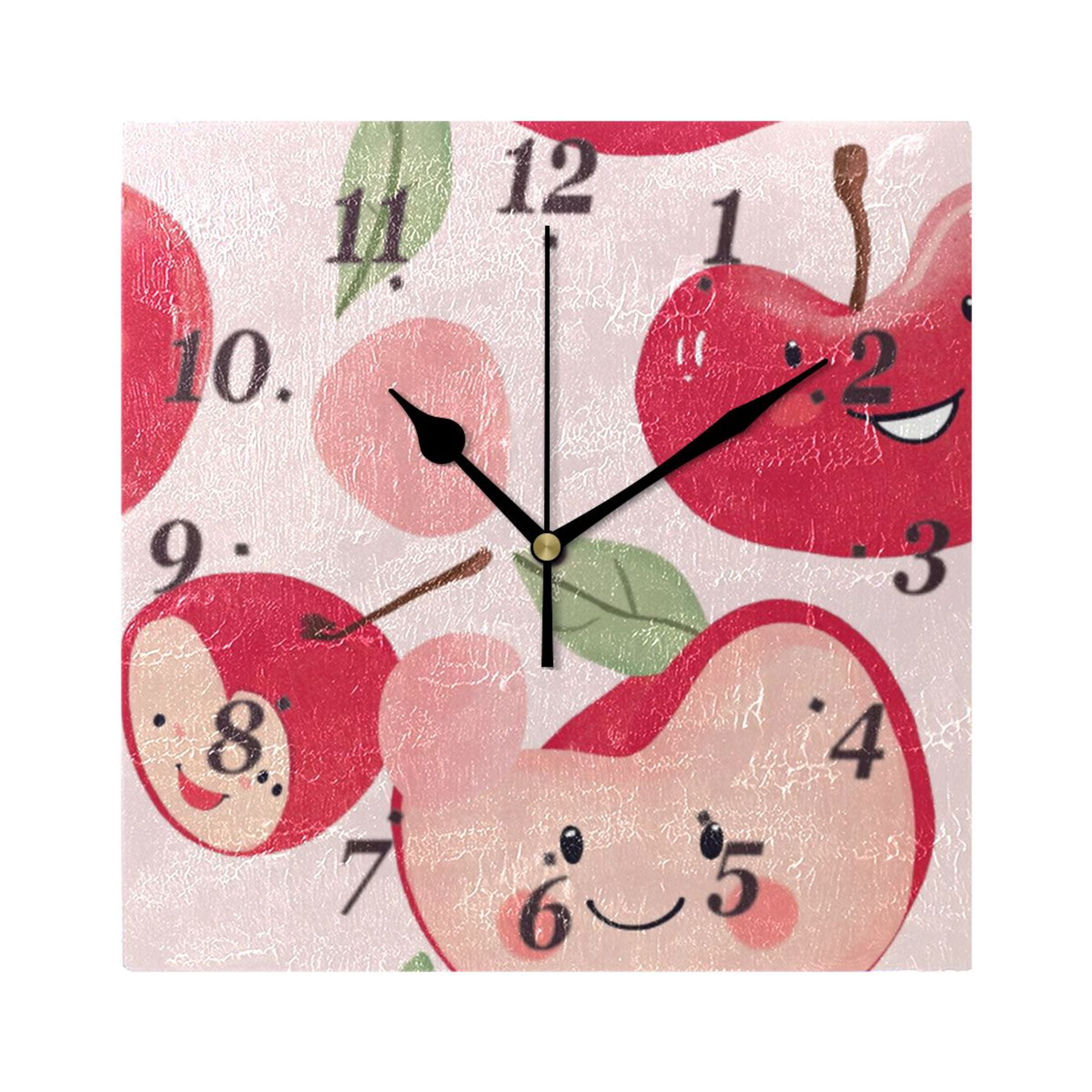 Cute Cartoon Fruit Wall Clock Square Clock Decoration Creative Clock ...