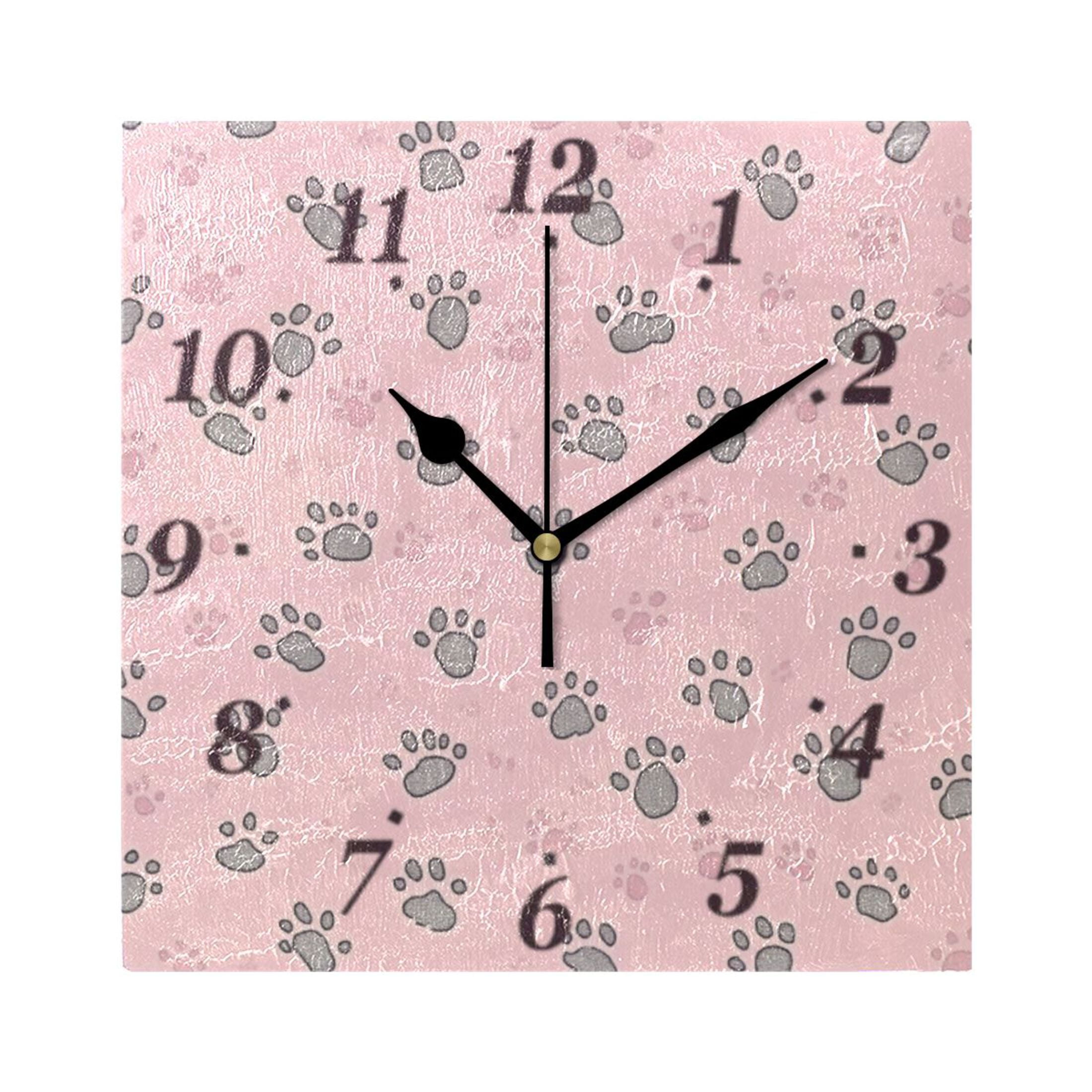 7.78in Cute Footprints Square Wall and Table Clock Dual Use Vintage ...