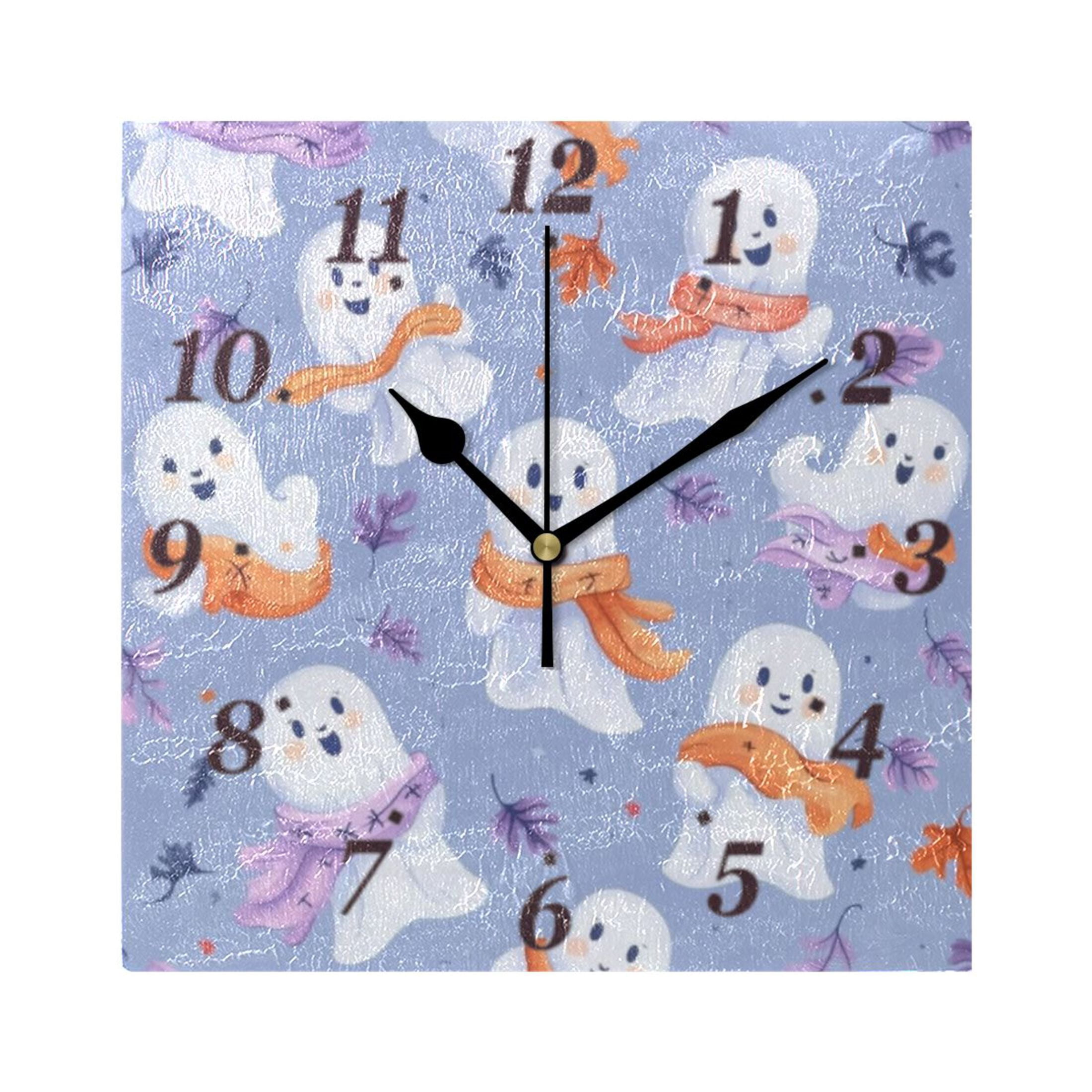 Cute Little Ghost Pattern Wall Clock Square Clock Decoration Creative ...