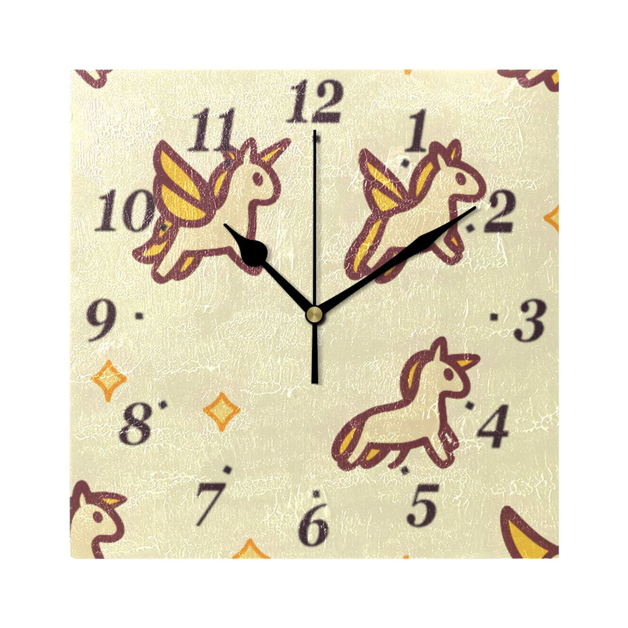 7.78in Cute Unicorns Square Wall and Table Clock Dual Use Vintage ...