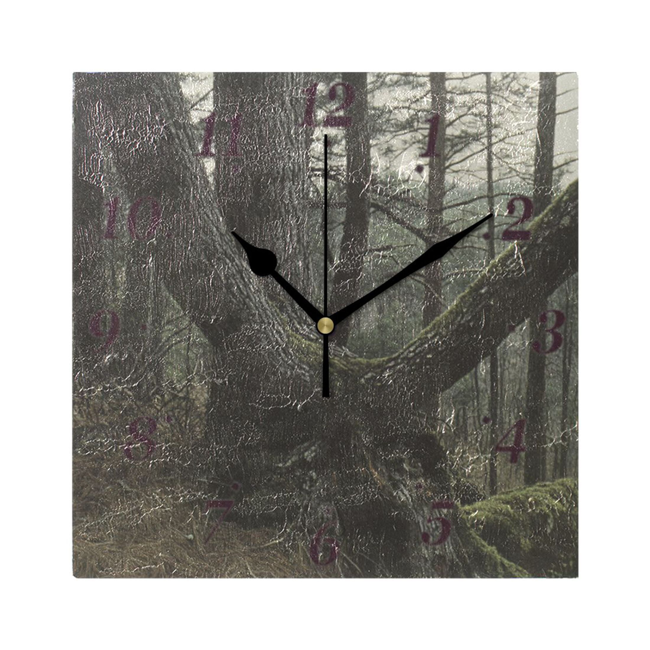 7.78in Decaying Tree Square Wall and Table Clock Dual Use Vintage ...