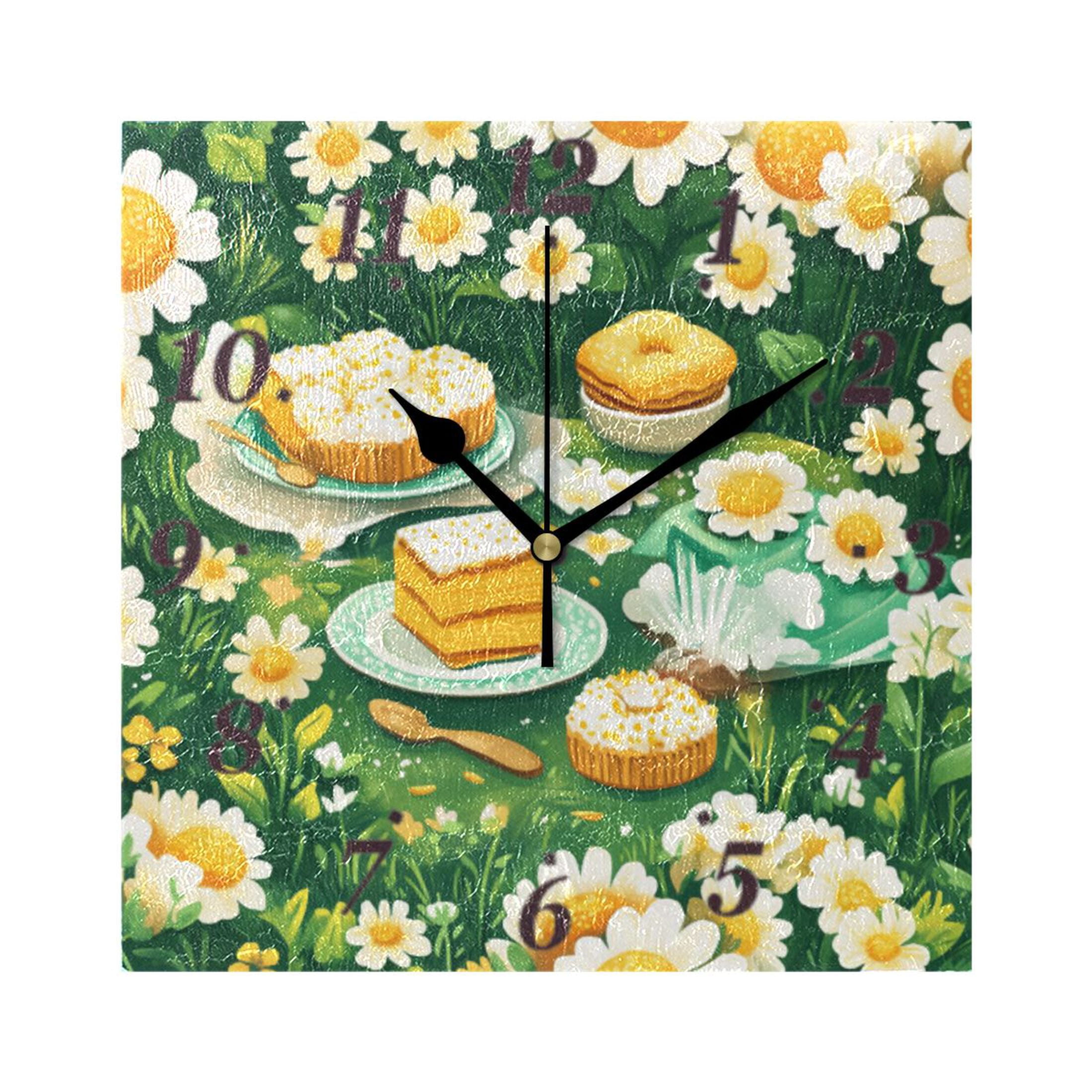 7.78in Dessert Picnic in The Flowers Square Wall and Table Clock Dual ...