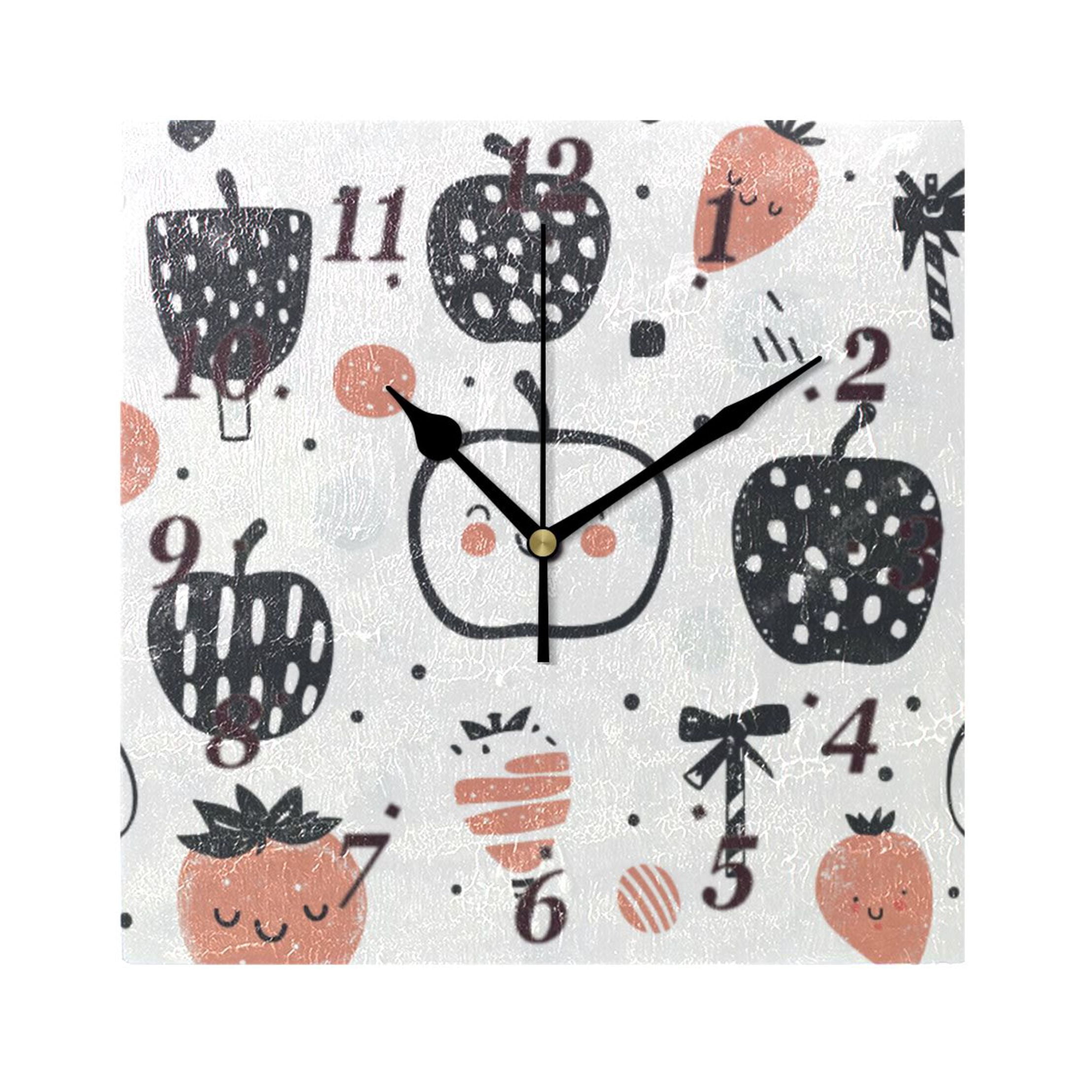Fruits Cute Pattern Design Wall Clock Square Clock Decoration Creative ...
