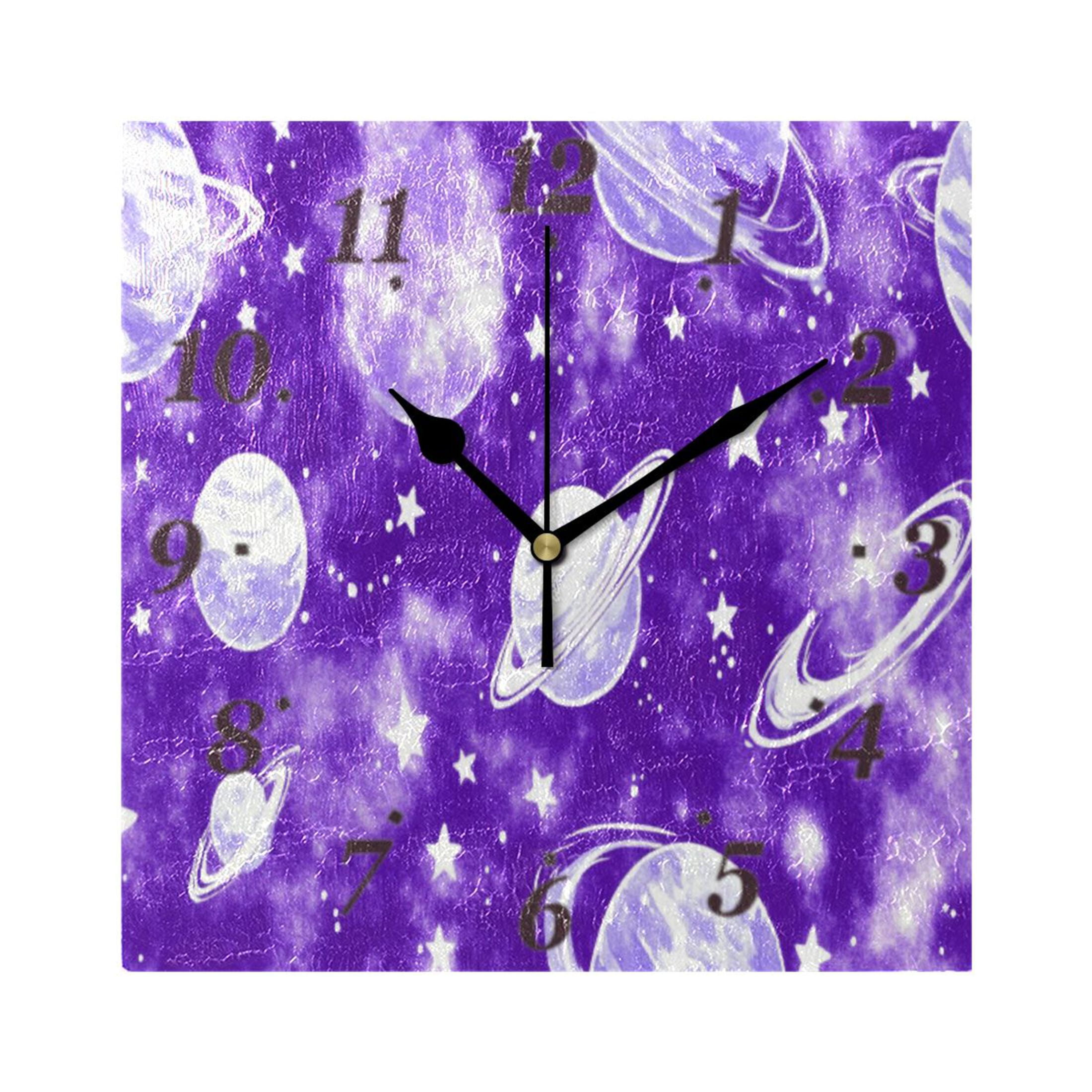 7.78in Galactic Planetary Pattern Square Wall and Table Clock Dual Use ...