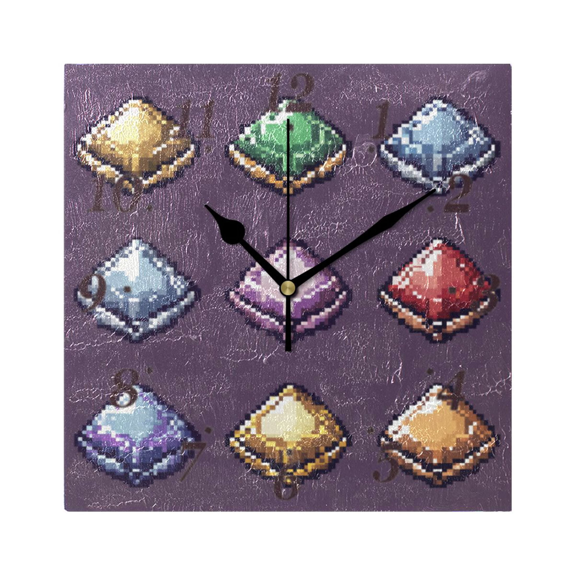 7.78in Gemstones Square Wall and Table Clock Dual Use Vintage Design in ...