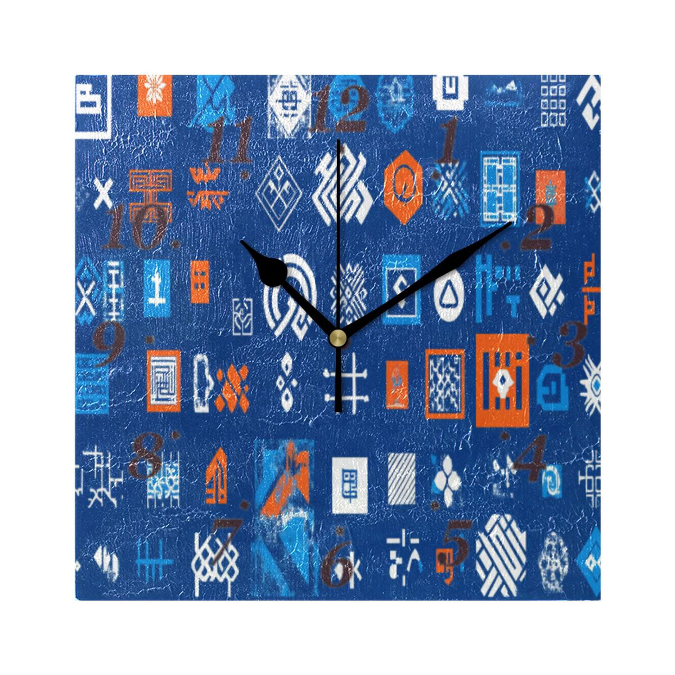 7.78in Geometric Style Symbols Square Wall and Table Clock Dual Use ...