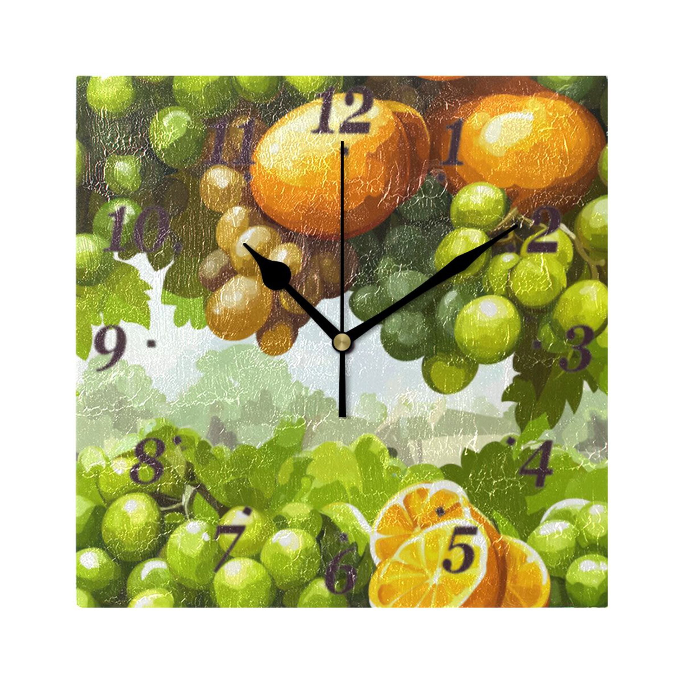 7.78in Harvest Gathering Square Wall and Table Clock Dual Use Vintage ...