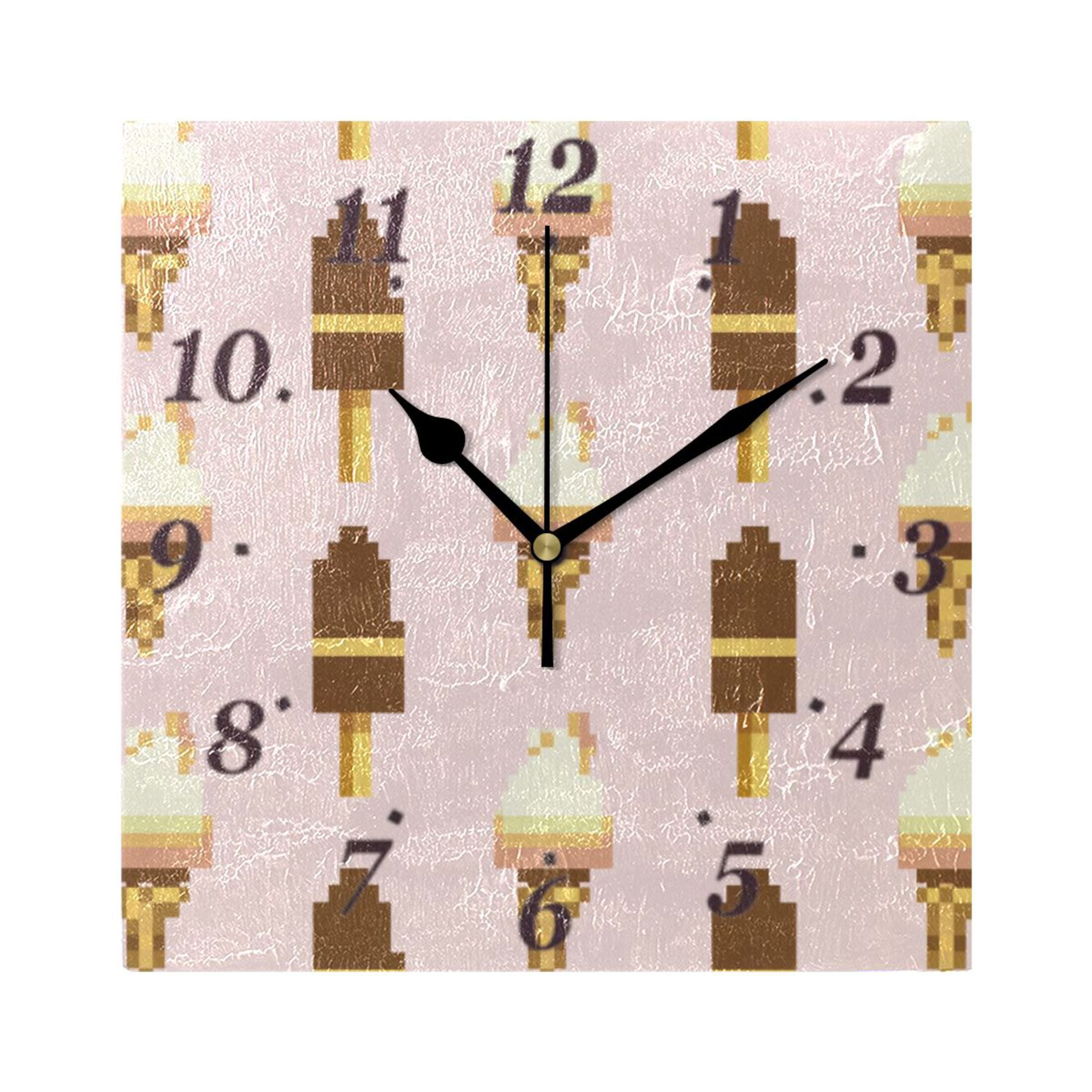 Ice Cream Cones Wall Clock Square Clock Decoration Creative Clock Dual ...