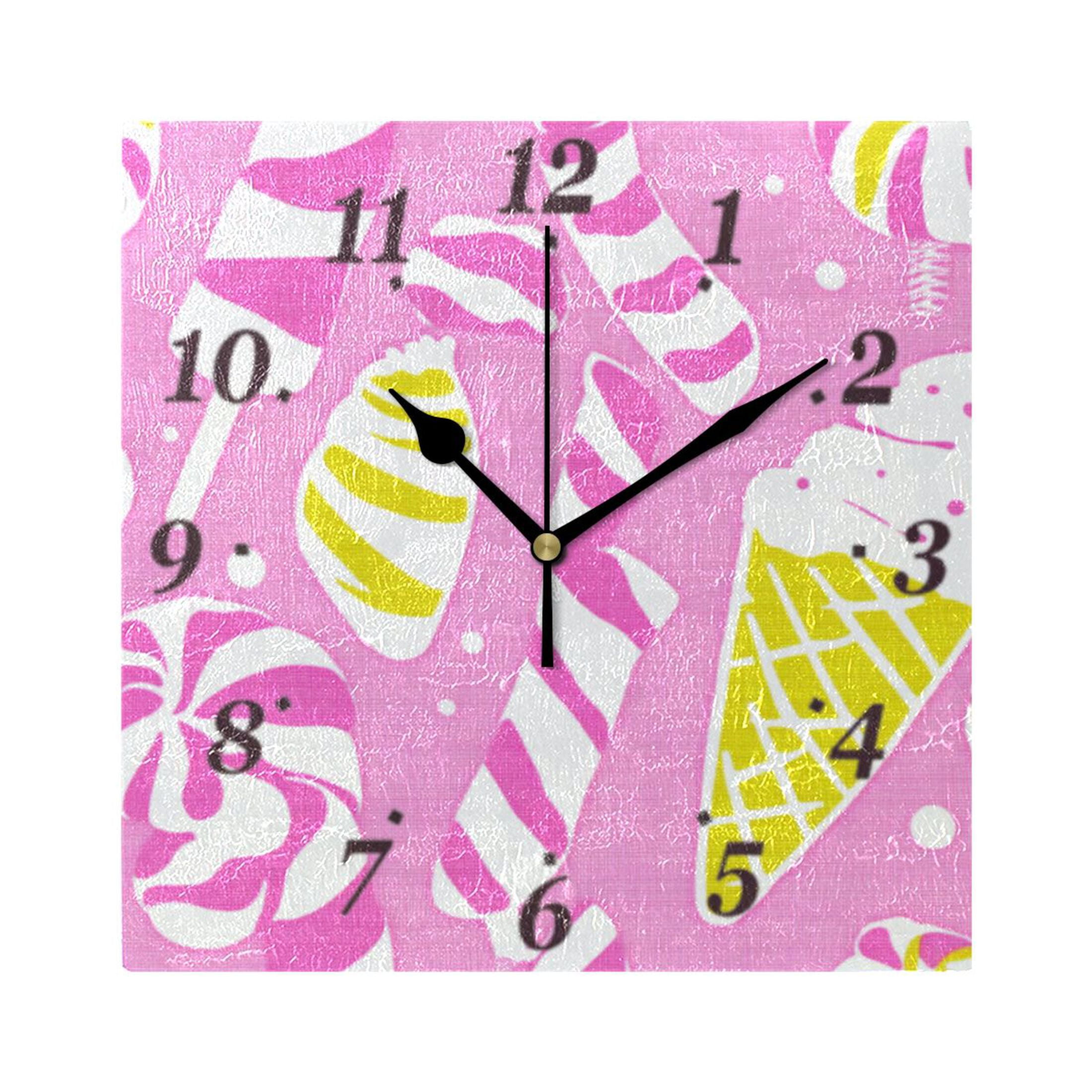 7.78in Illustrated Candies and Ice Cream Square Wall and Table Clock ...