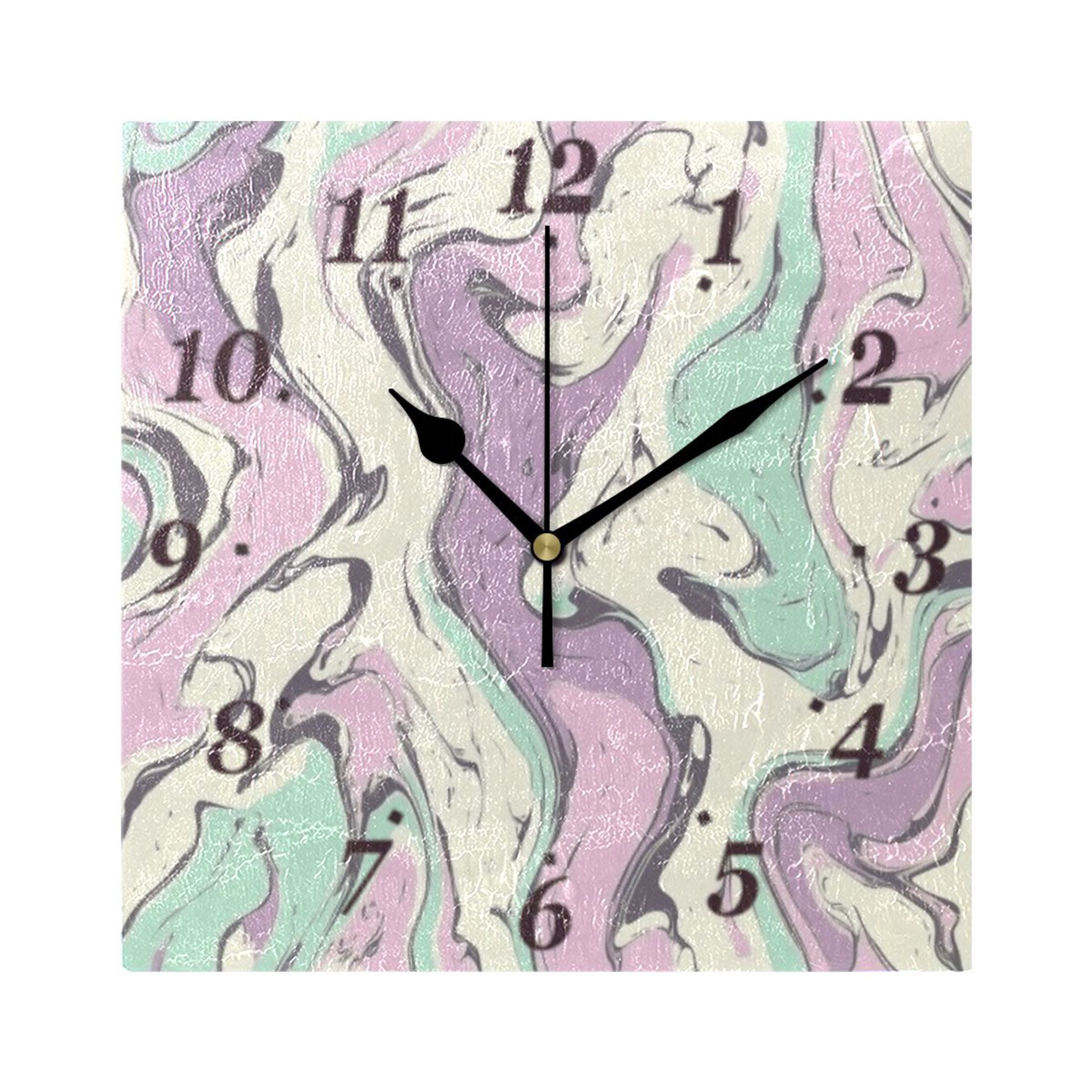 7.78in Impressionist Art Patterns Square Wall and Table Clock Dual Use ...