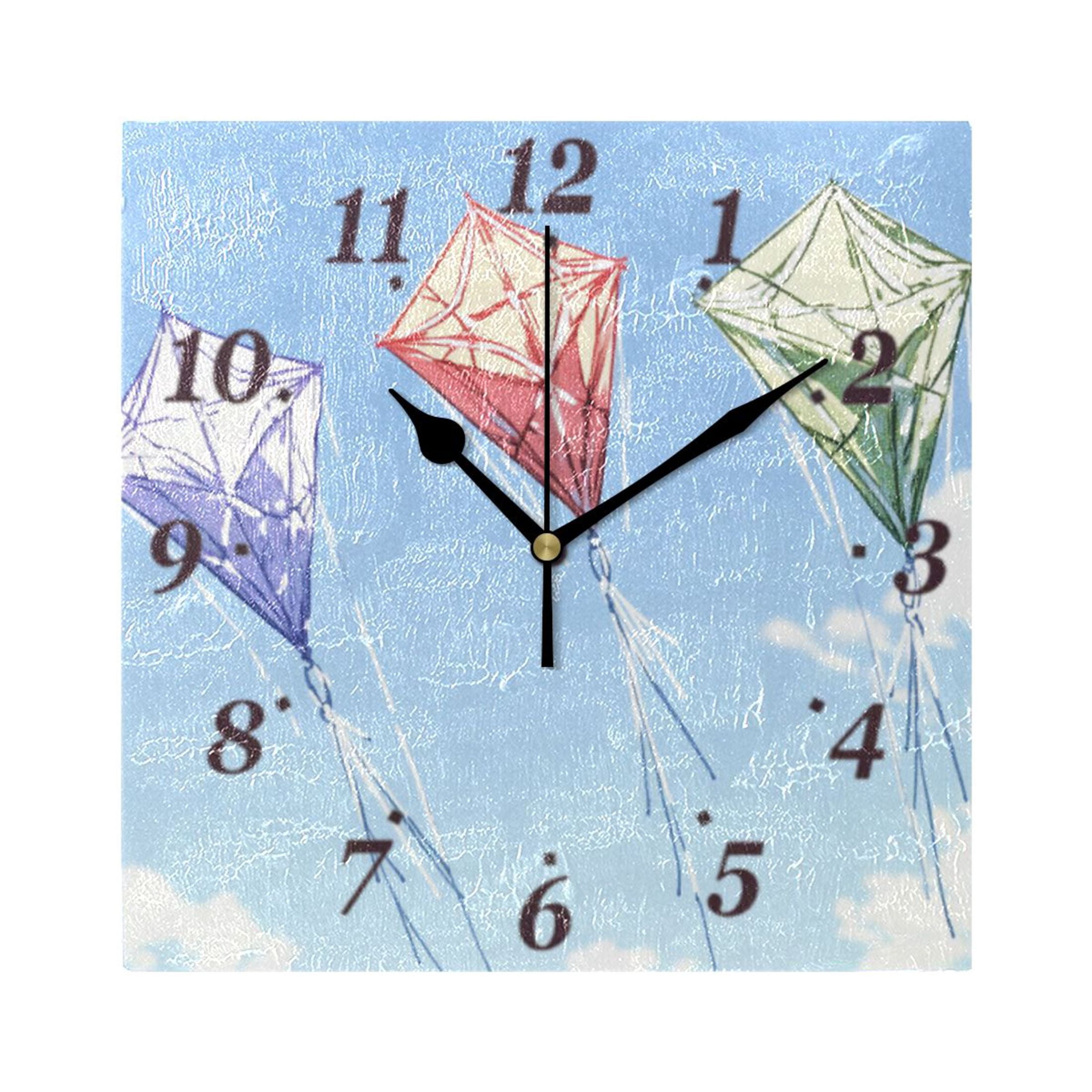 Kites Pattern Wall Clock Square Clock Decoration Creative Clock Dual ...