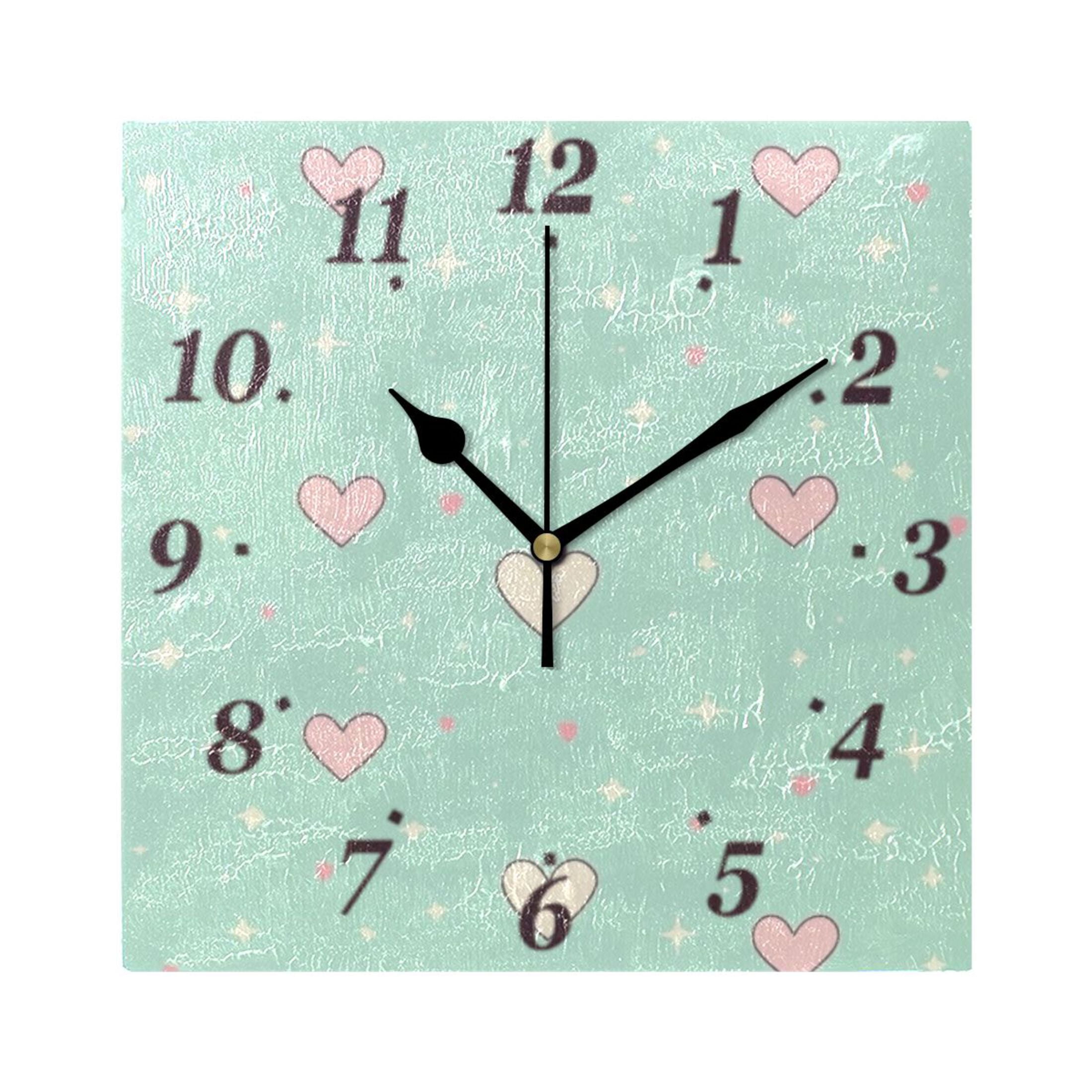 7.78in Love Pattern Square Wall and Table Clock Dual Use Vintage Design ...