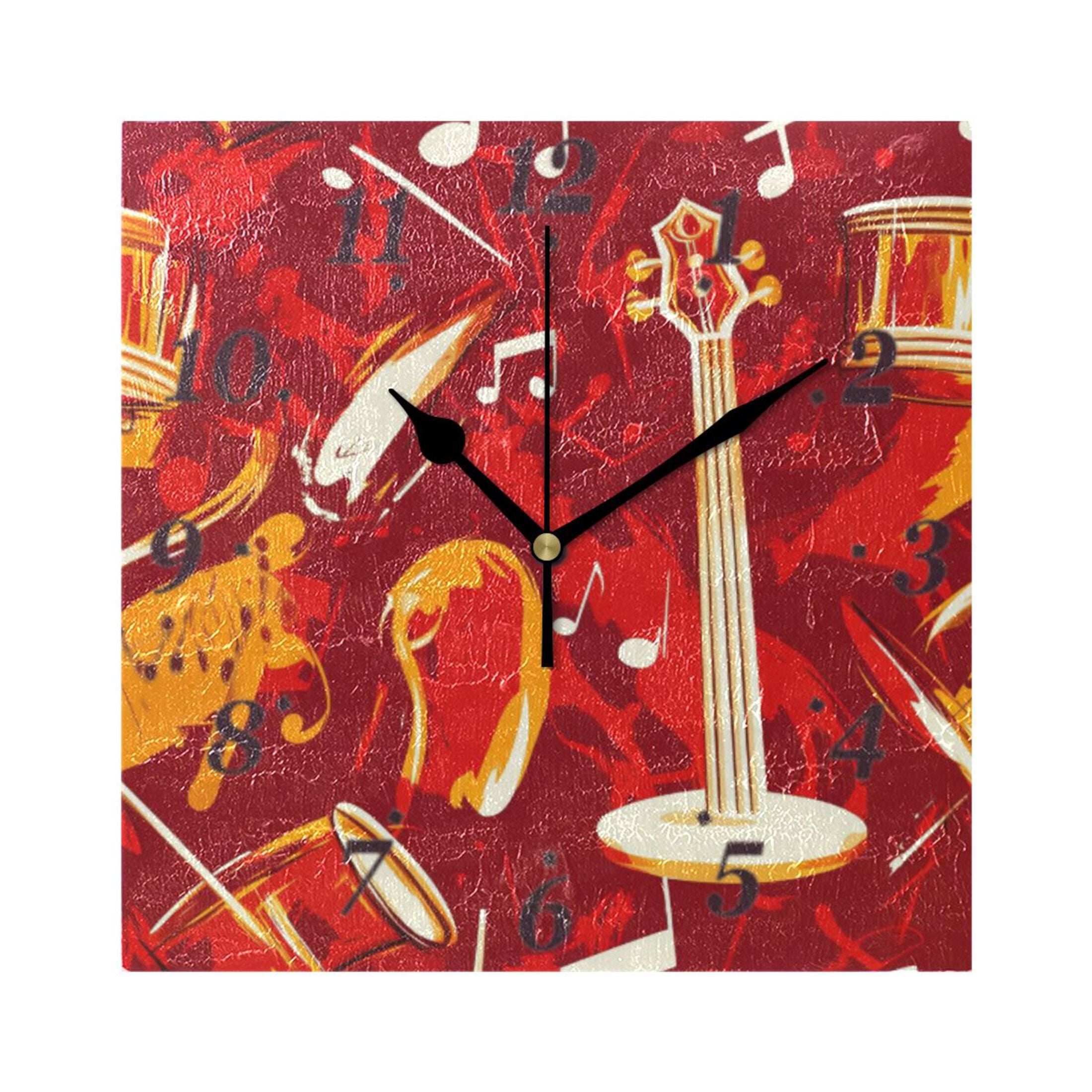 7.78in Musical Notes and Instruments Square Wall and Table Clock Dual ...
