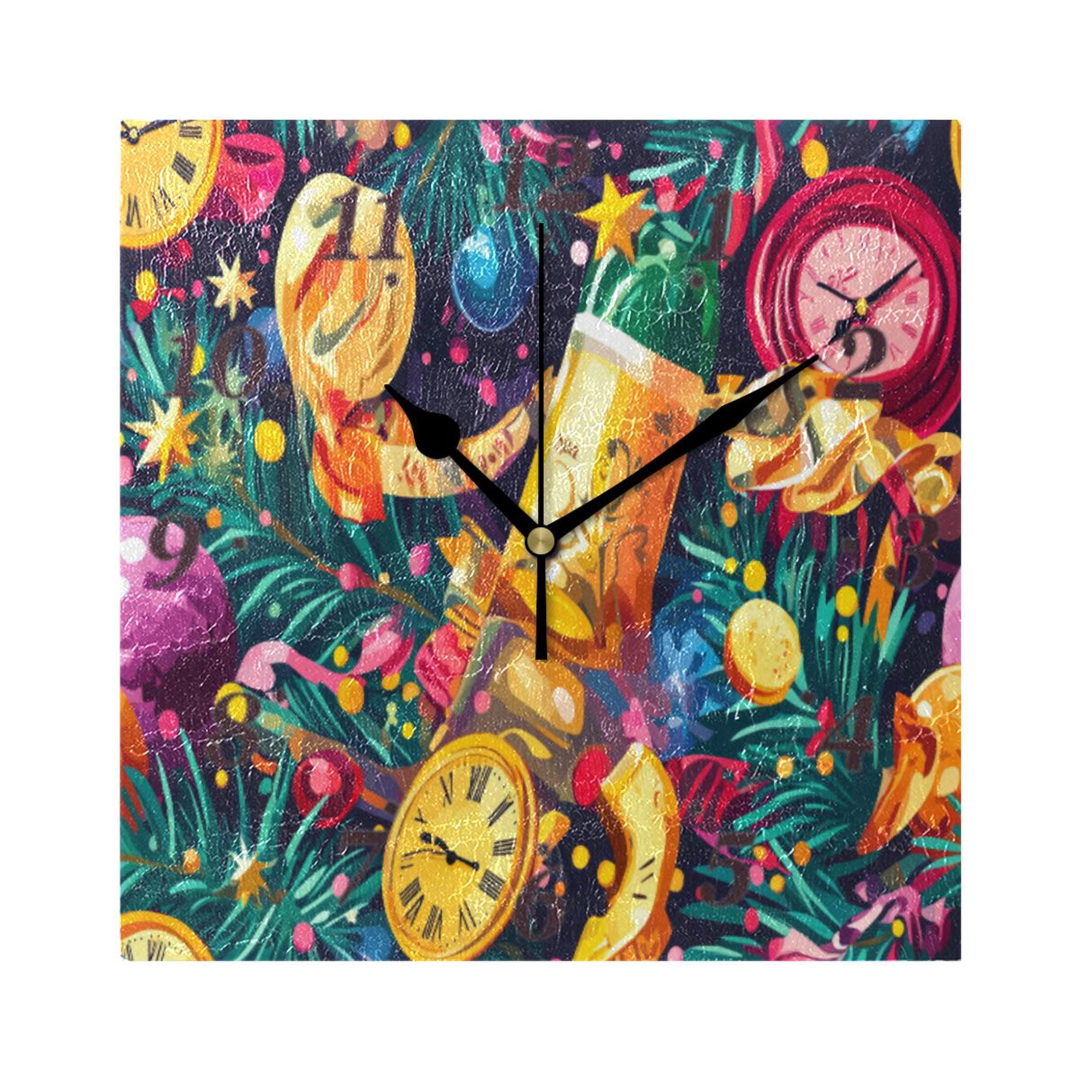 Party Festive Decorations Wall Clock Square Clock Decoration Creative ...