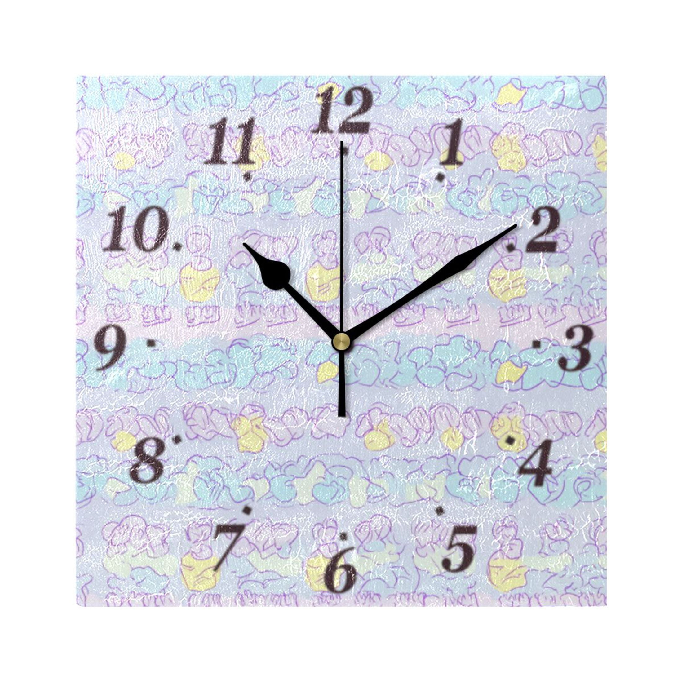 Pastel Clouds Design Wall Clock Square Clock Decoration Creative Clock ...