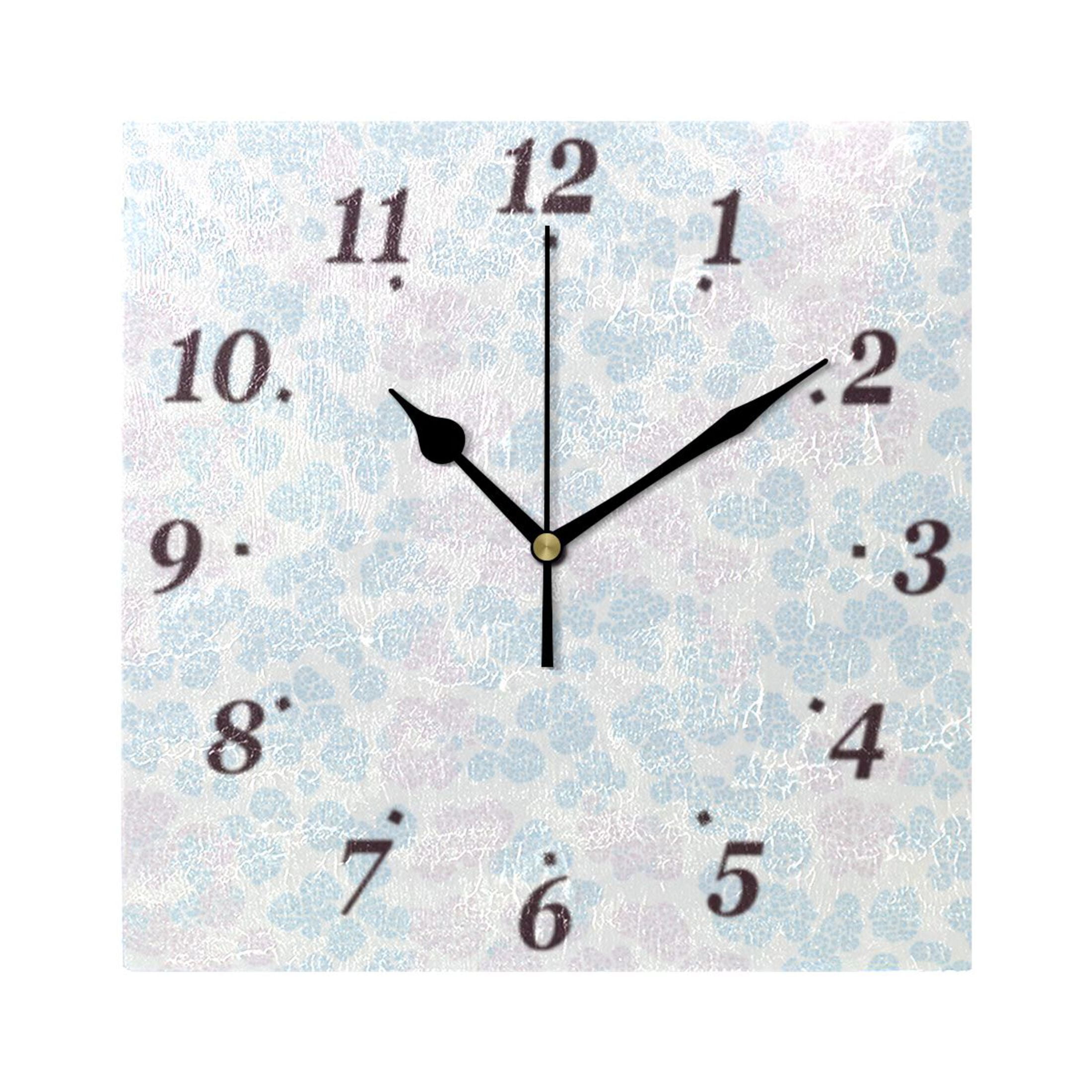 Pastel Flower Dots Wall Clock Square Clock Decoration Creative Clock ...