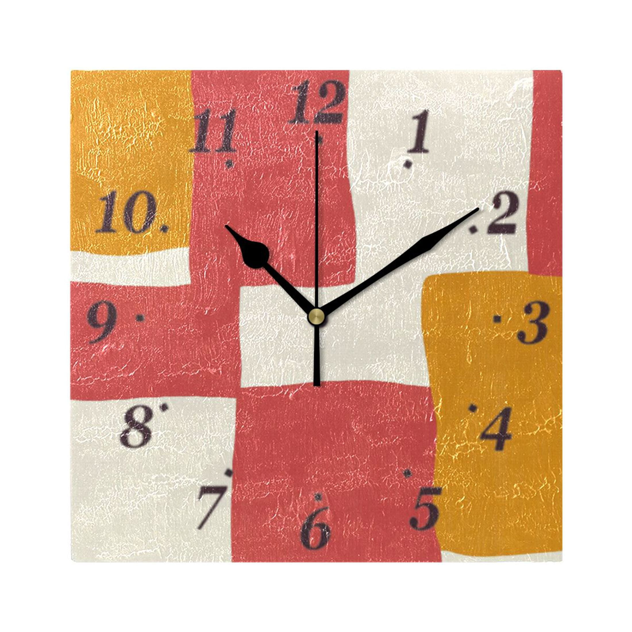 Paving Pattern Wall Clock Square Clock Decoration Creative Clock Dual ...