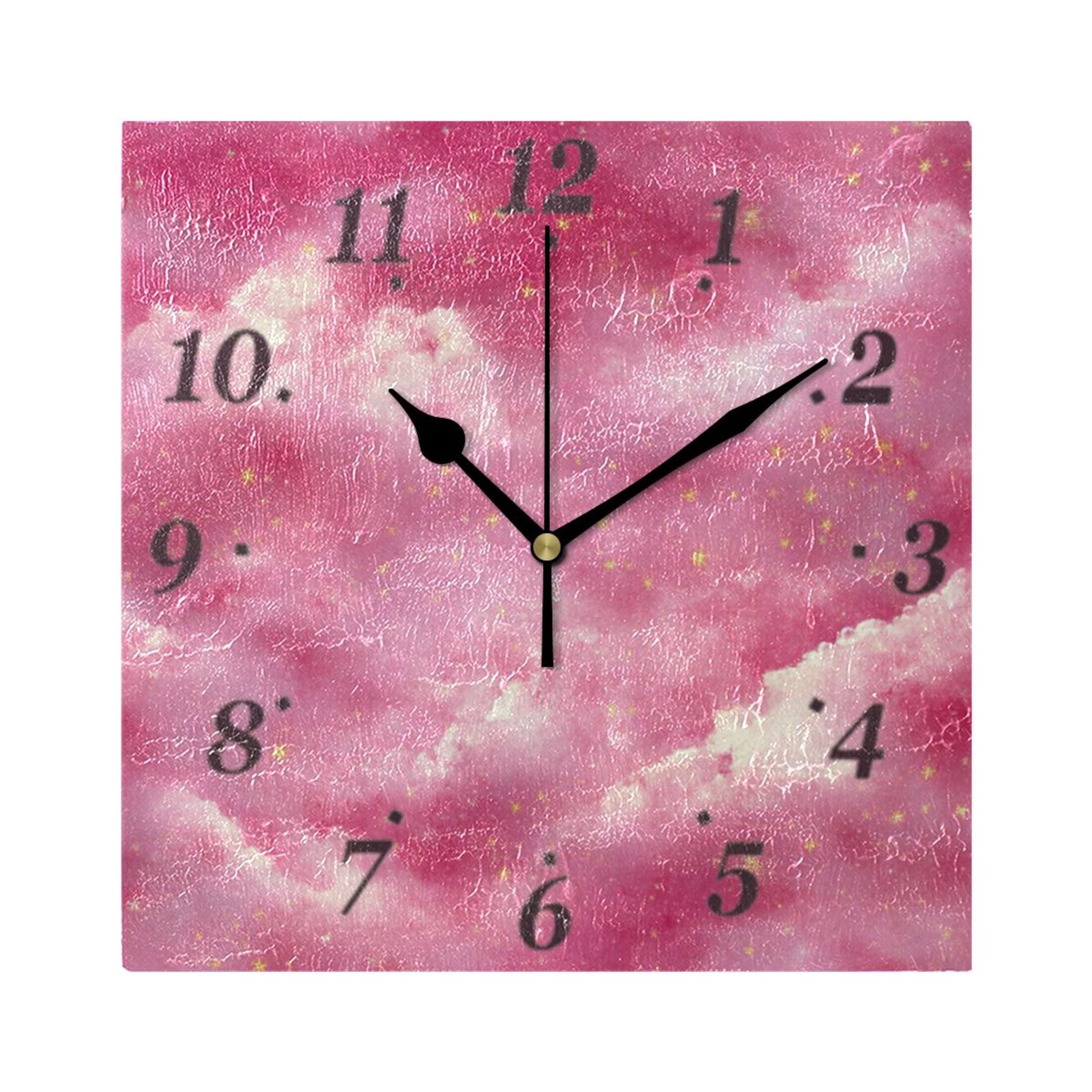 7.78in Pink Starry Sky Square Wall and Table Clock Dual Use Vintage ...