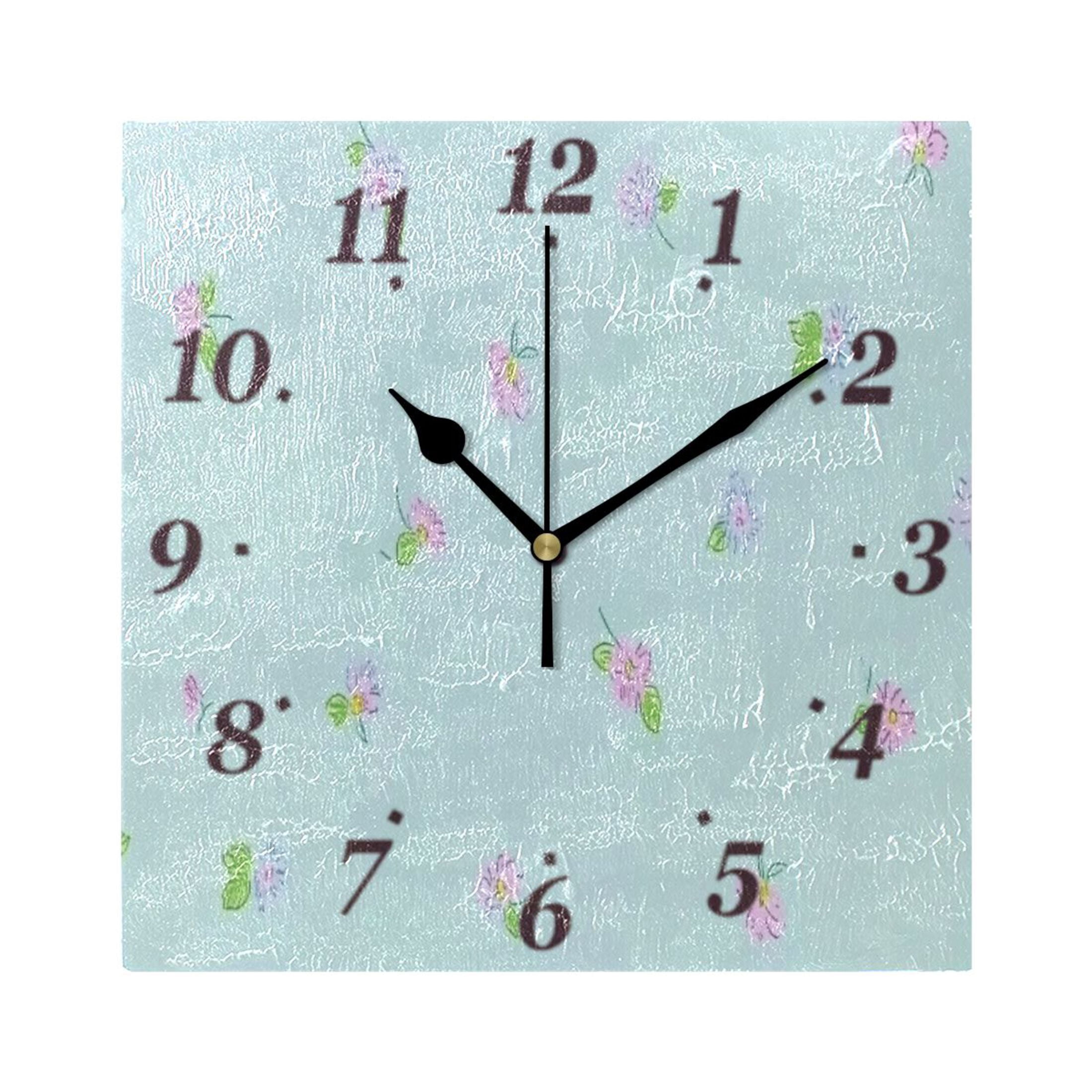 Playful Floral Pattern Wall Clock Square Clock Decoration Creative ...
