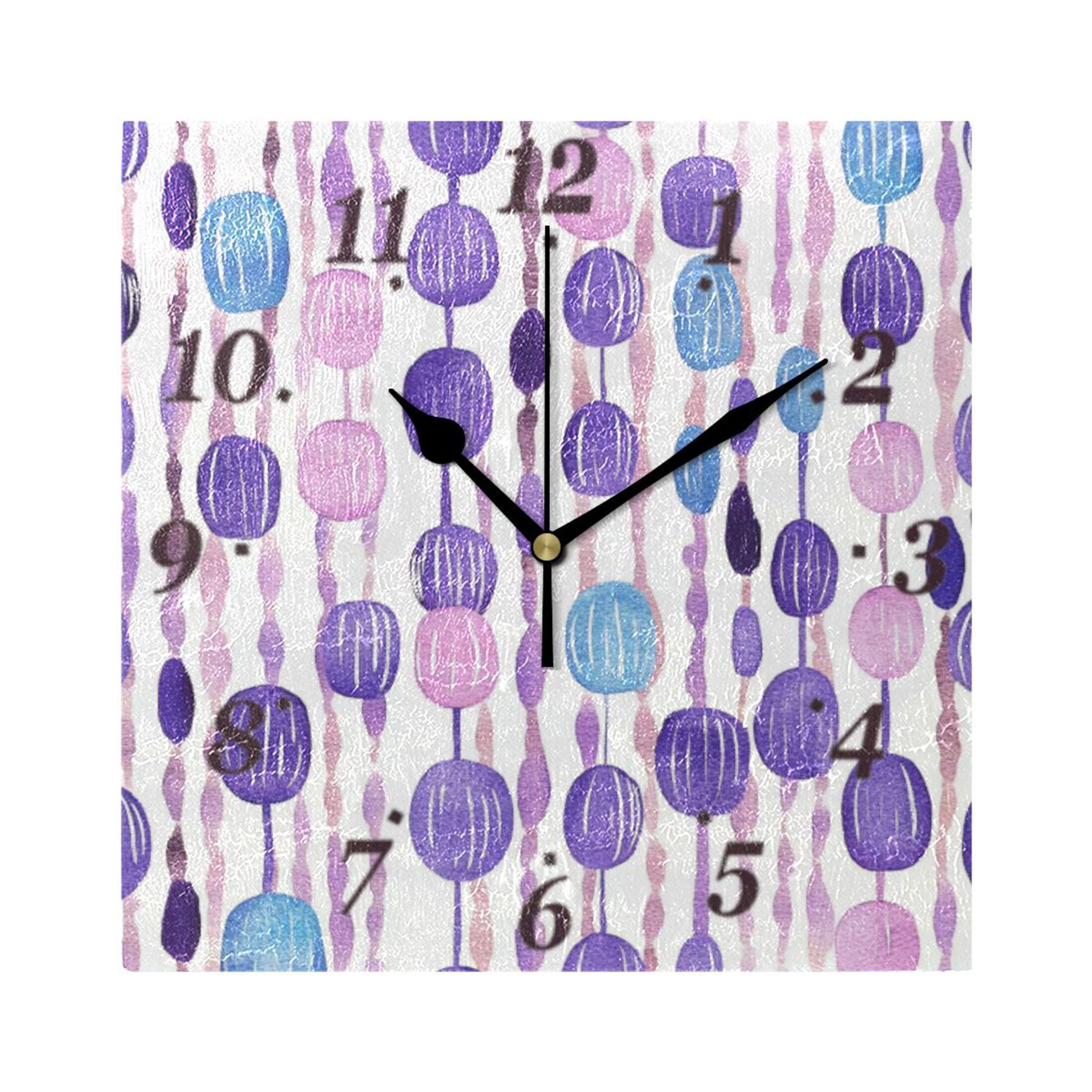 Purple and Blue Bead Pattern Wall Clock Square Clock Decoration ...