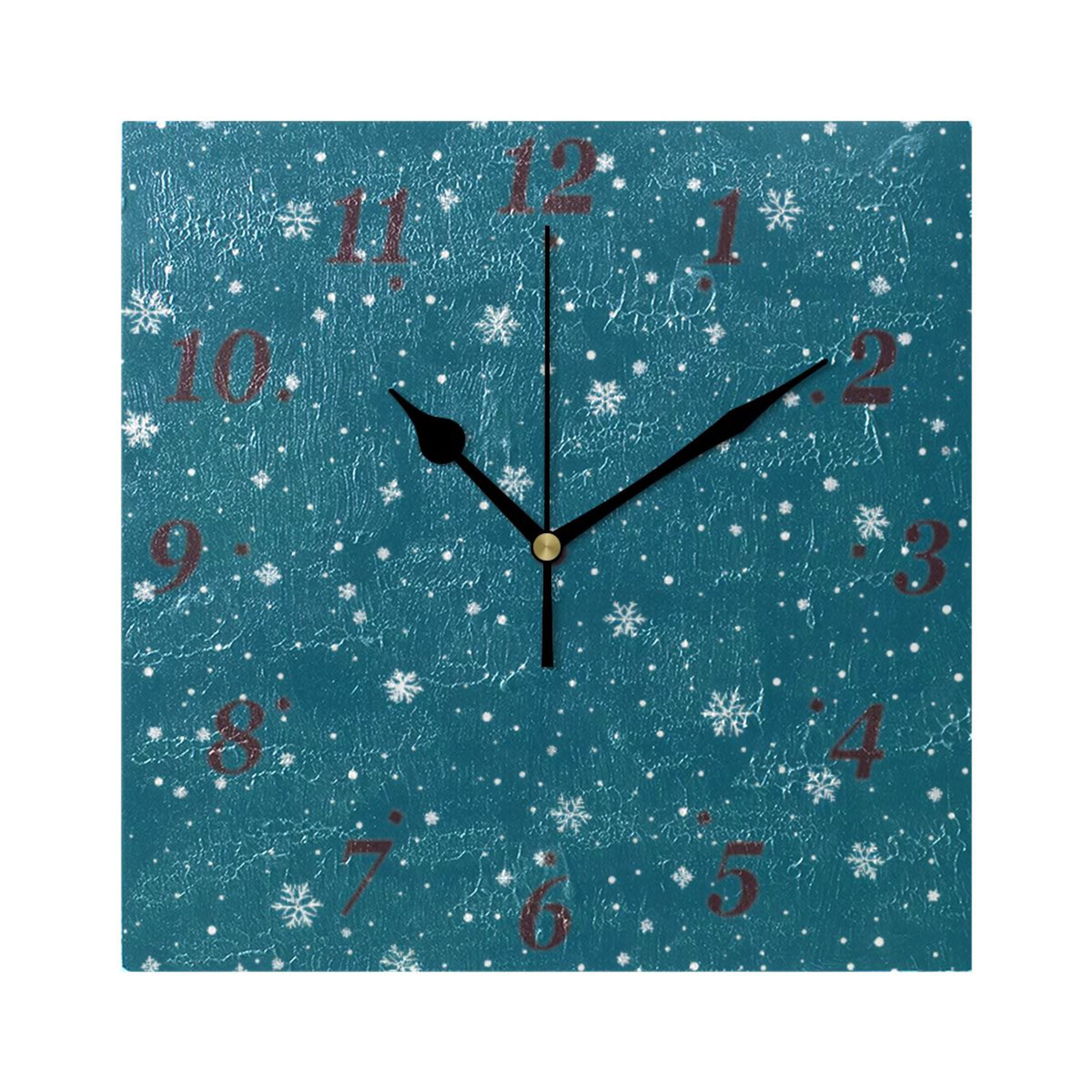 Snowflake Background Wall Clock Square Clock Decoration Creative Clock ...
