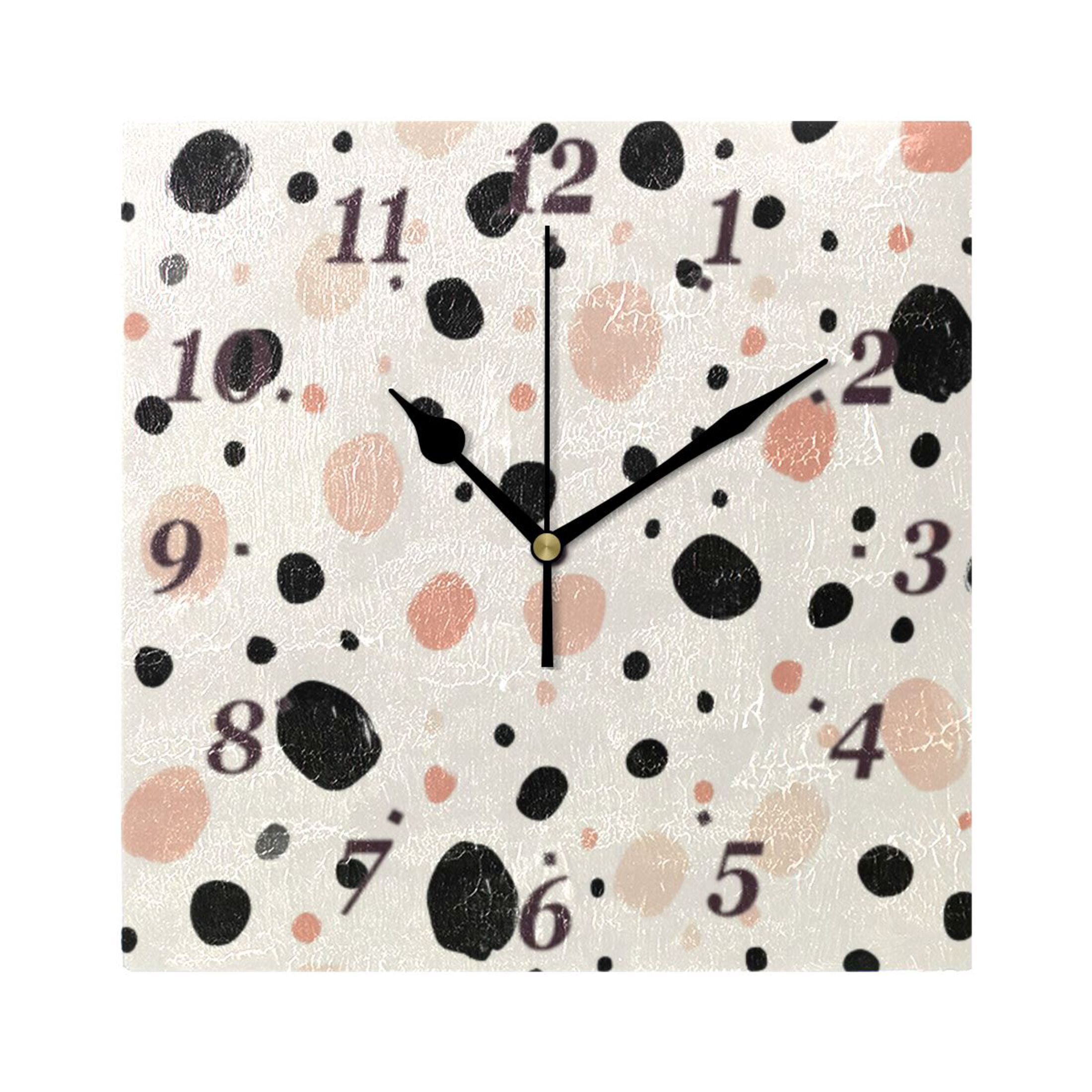 Spot Pattern Wall Clock Square Clock Decoration Creative Clock Dual Use ...