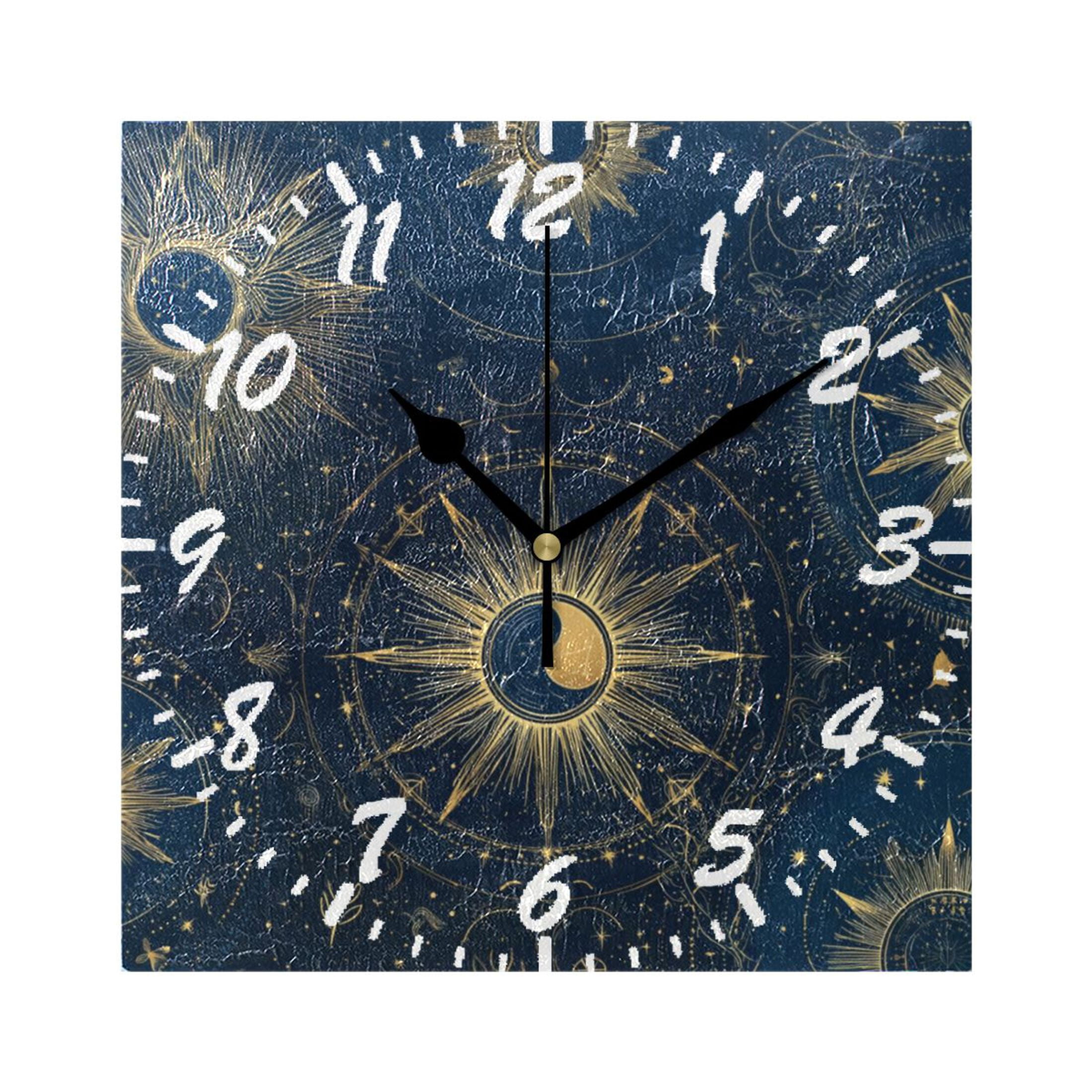 7.78in Square Artistic Wall Clock Dual-Purpose Tabletop & Hanging Decor Silent Non-Ticking ...