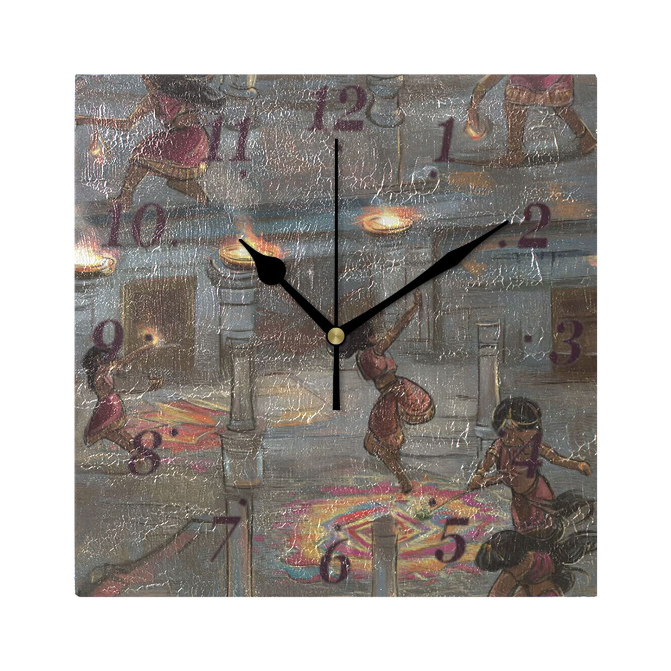 The Dancing Girl Wall Clock Square Clock Decoration Creative Clock Dual ...