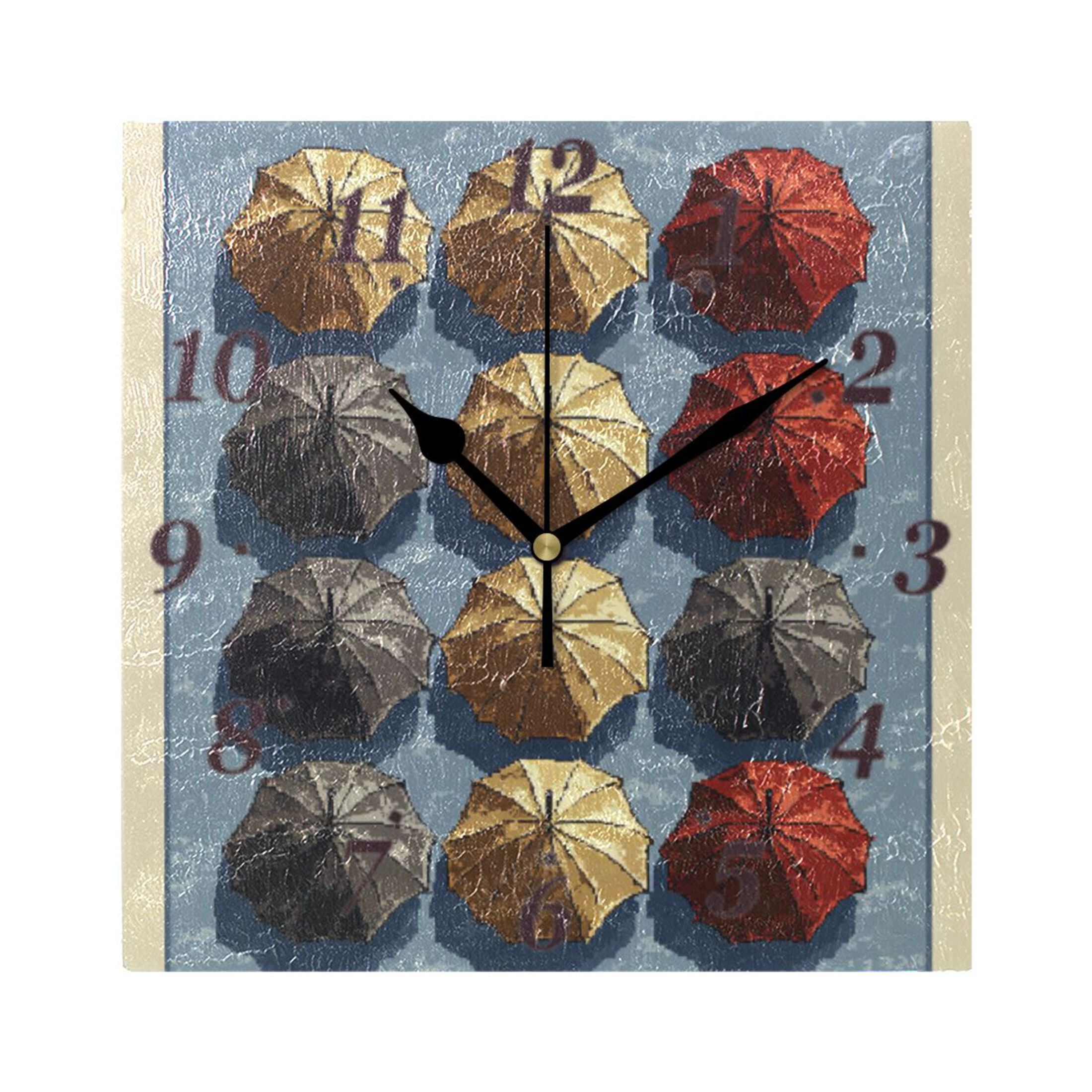 Umbrellas Pattern Design Wall Clock Square Clock Decoration Creative ...