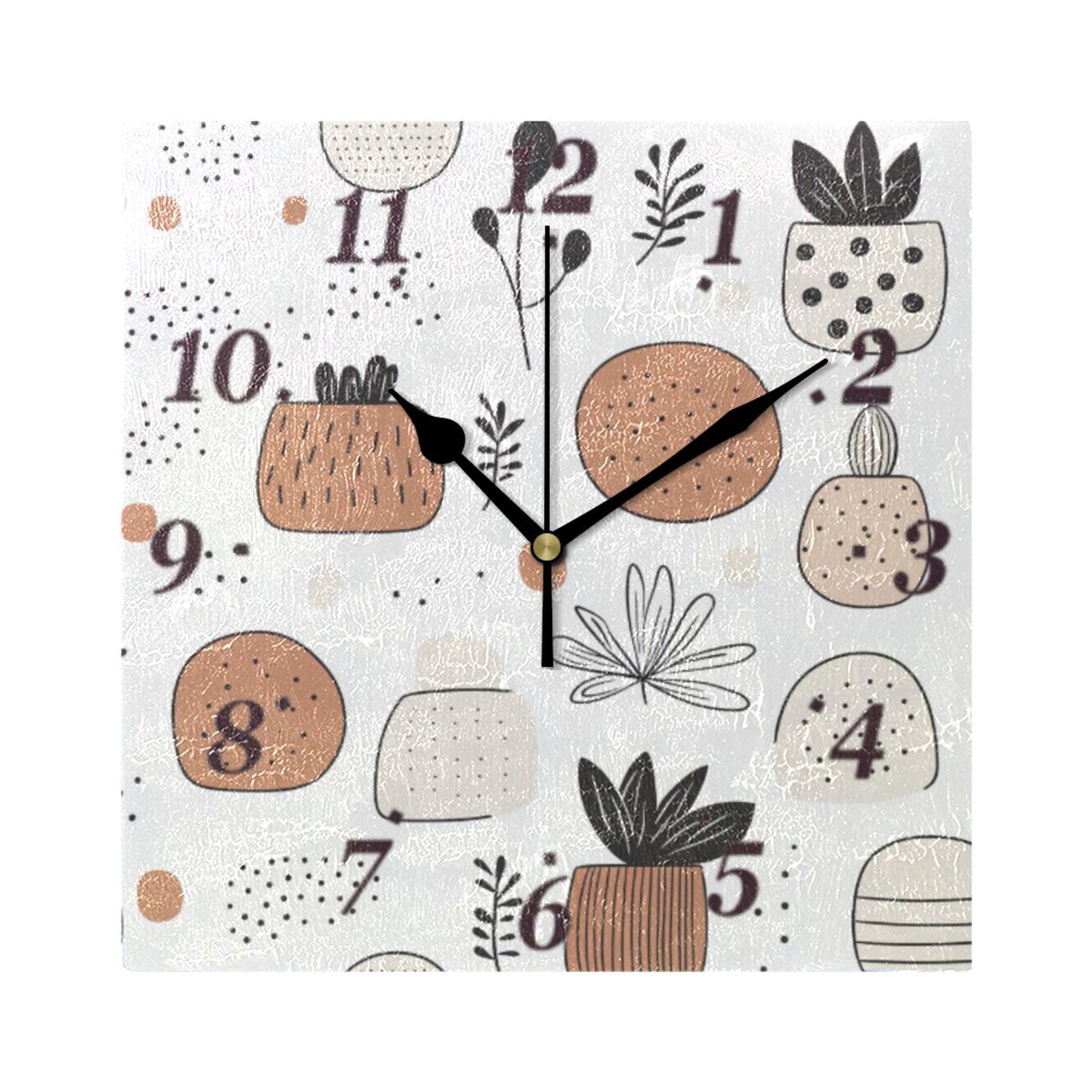 Vibrant Floral Brush Strokes Wall Clock Square Clock Decoration ...