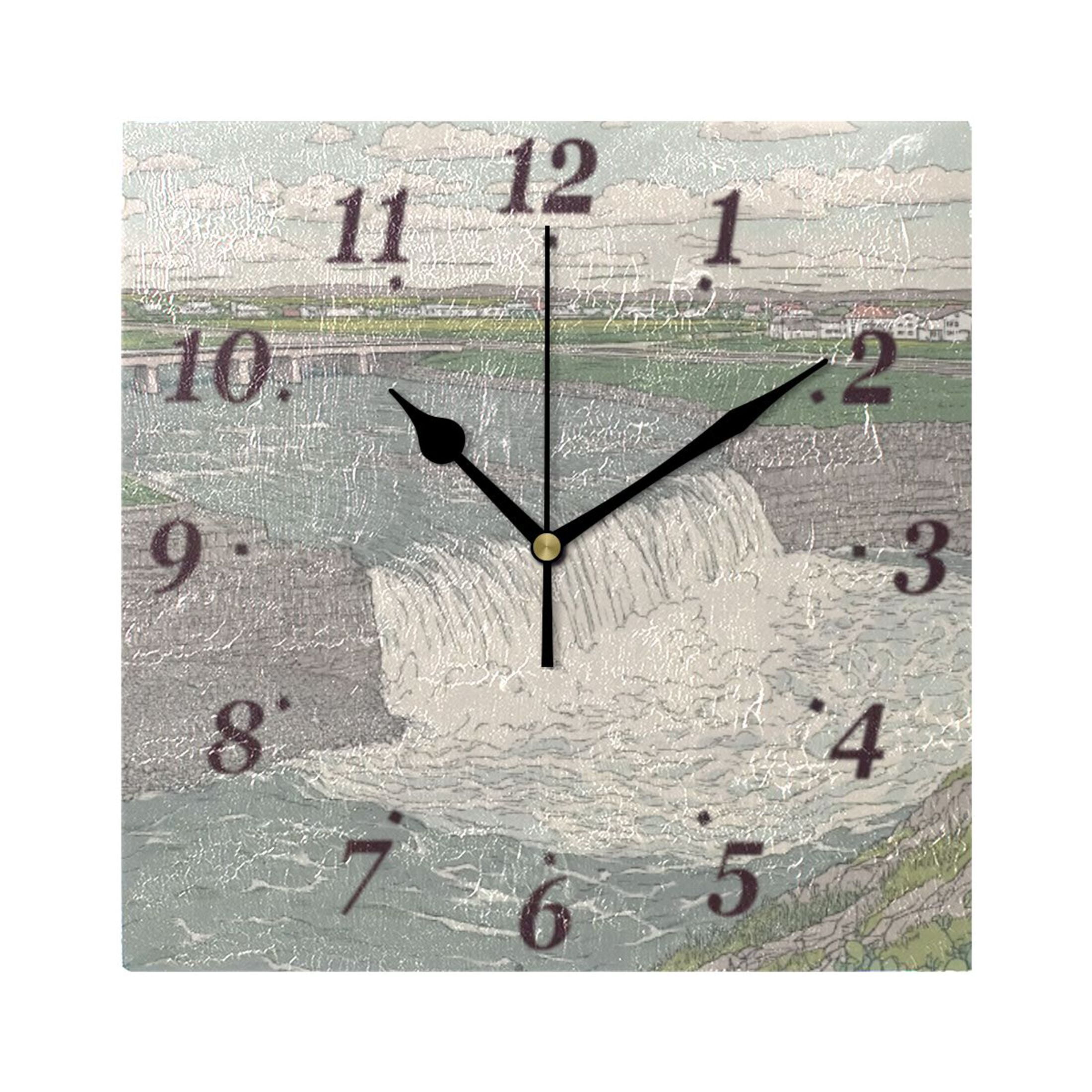 7.78in Waterfall Square Wall and Table Clock Dual Use Vintage Design in ...