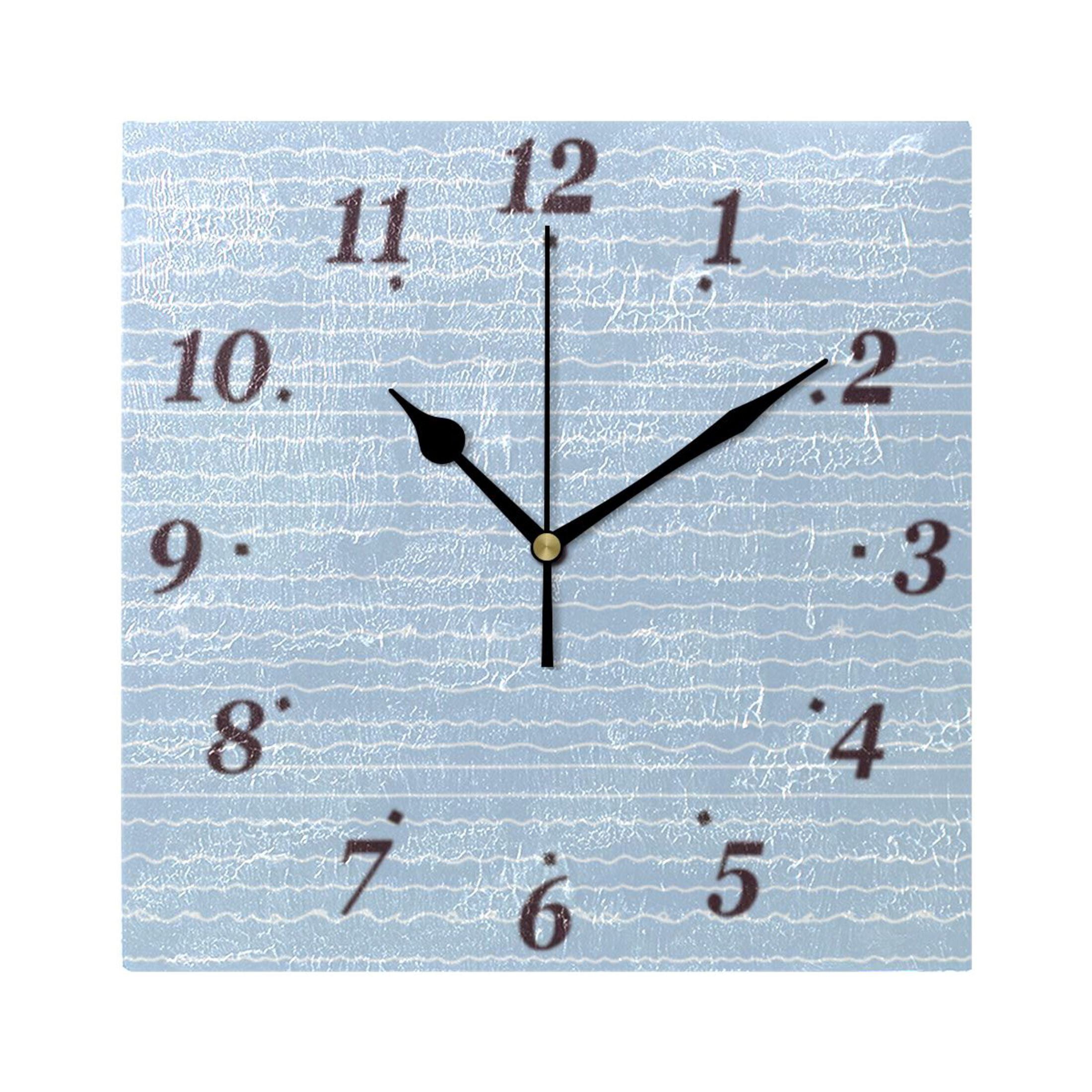 Wavy White Lines Pattern Wall Clock Square Clock Decoration Creative ...