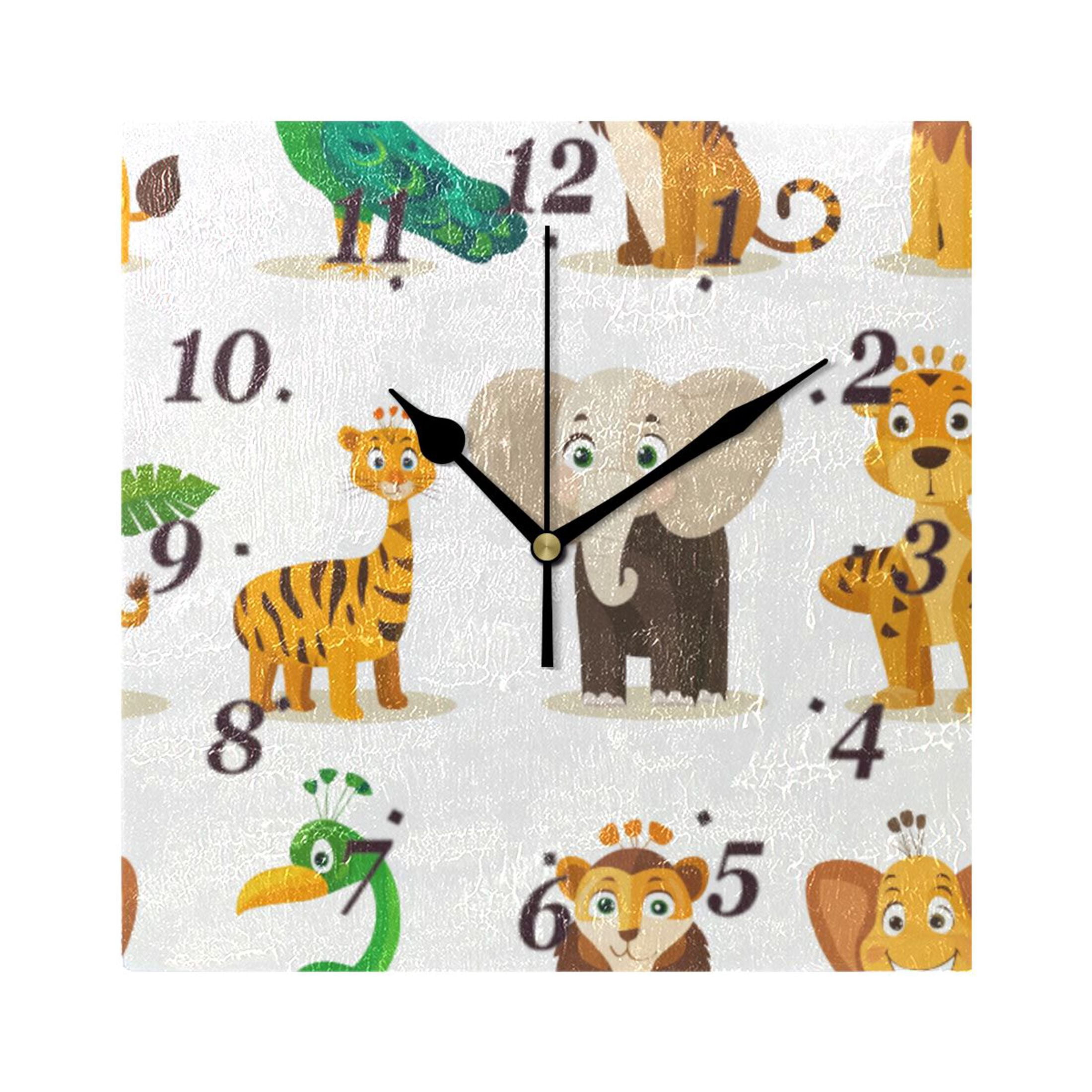 Wild Animal Friends Wall Clock Square Clock Decoration Creative Clock ...