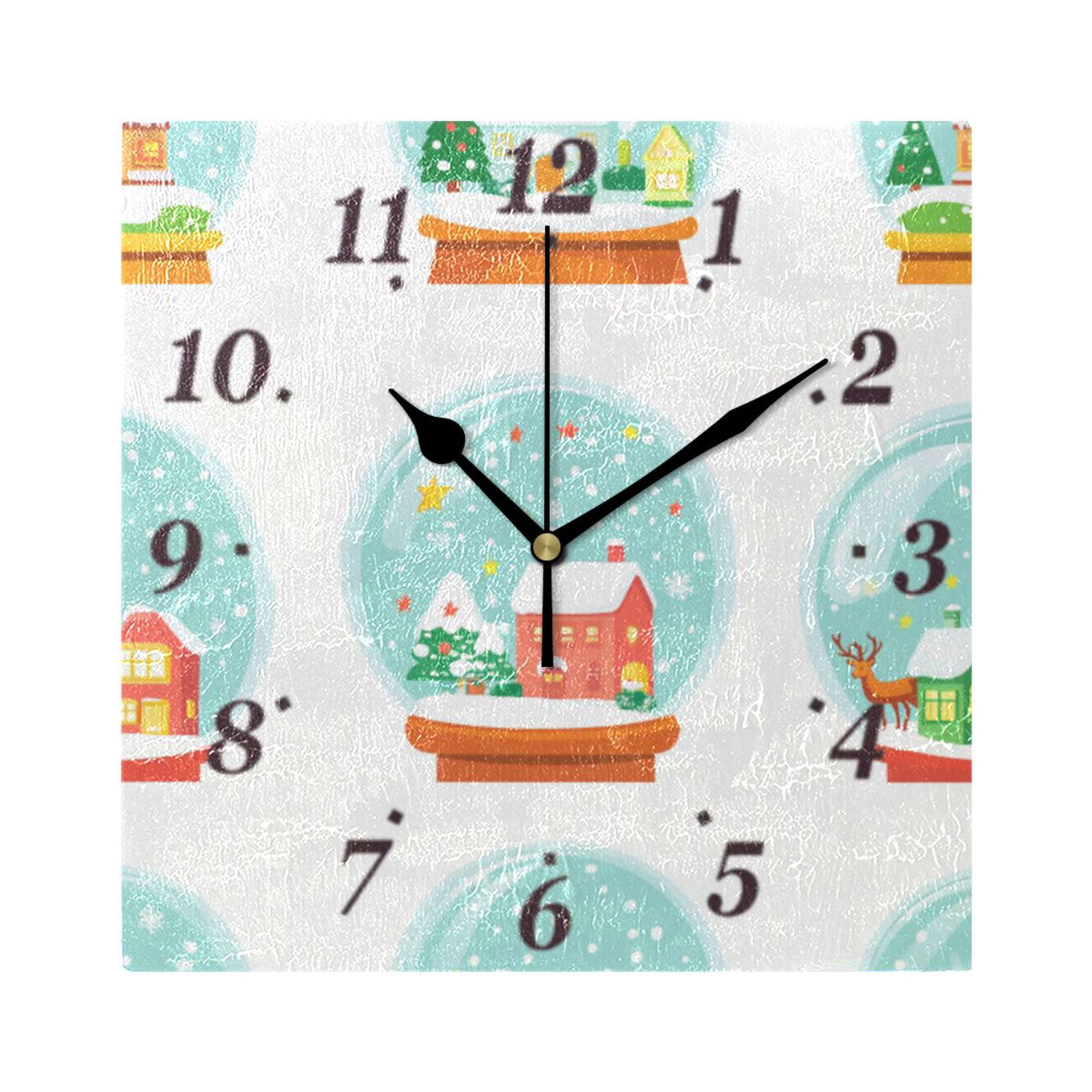 Winter Scenes Snow Globes Wall Clock Square Clock Decoration Creative ...