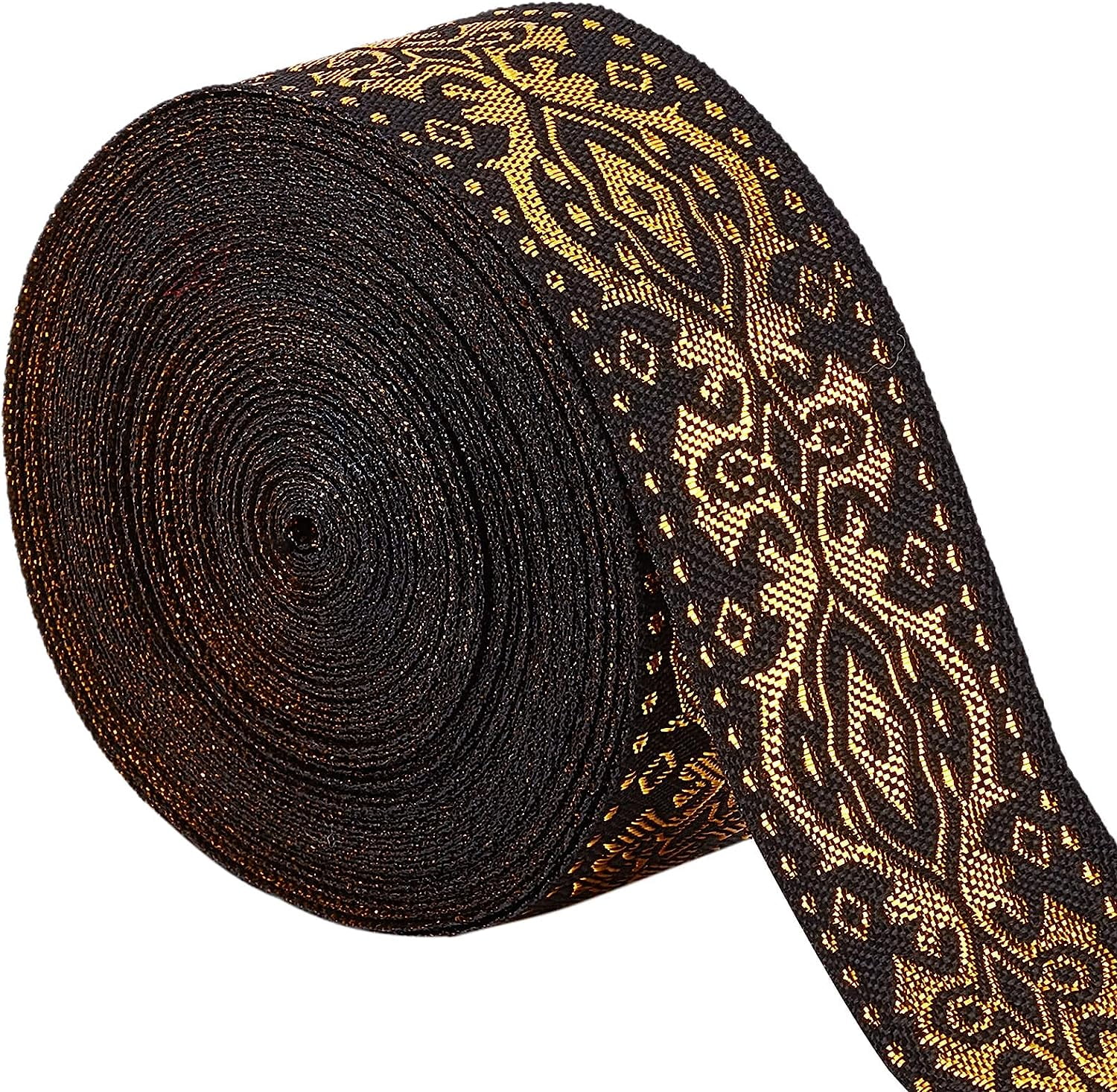 7.7Yards Metallic Gold Ethnic Jacquard Ribbon 1.3inch Wide Double Side ...