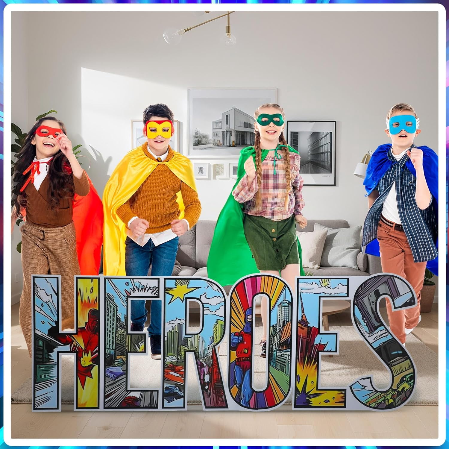 7.7ft Heroes Comic Letter Cardboard Cutout Stand up Life Size Hero ...