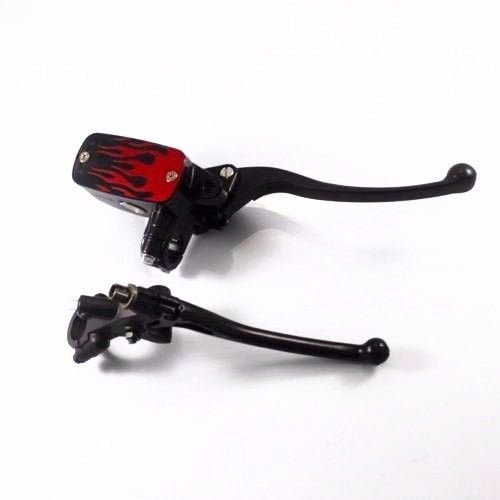 7/8" 22mm Black Flame Brake Clutch Lever Cafe Racer Bobber Chopper ...