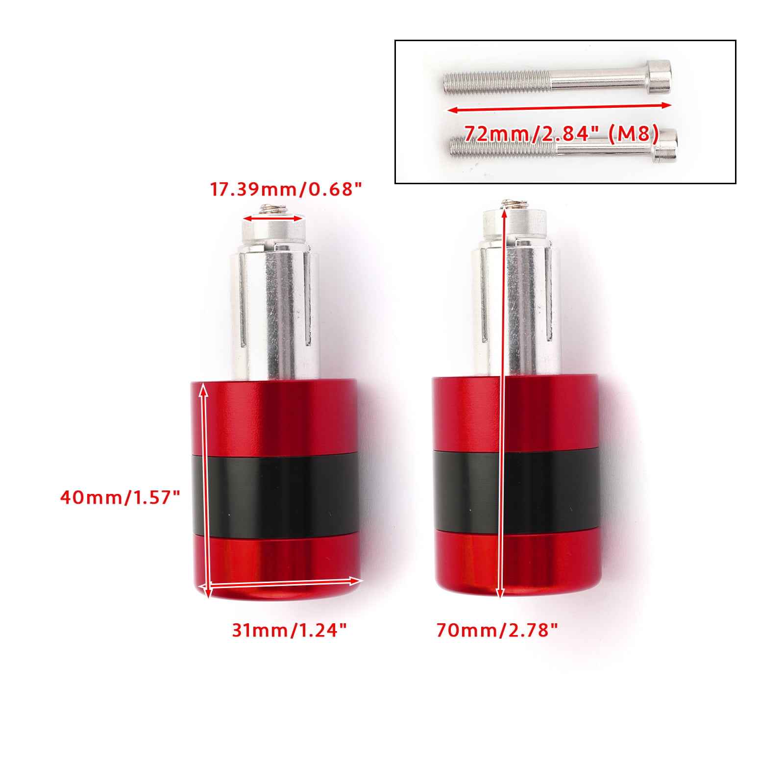 7/8" 22mm Handle Bar Ends Red For Vibration Reducing Set 210g - Walmart.com