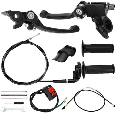 7/8" Folding Clutch Brake Lever and Dirt Bike Throttle Assembly Compatible with 70cc 110cc 140cc ...