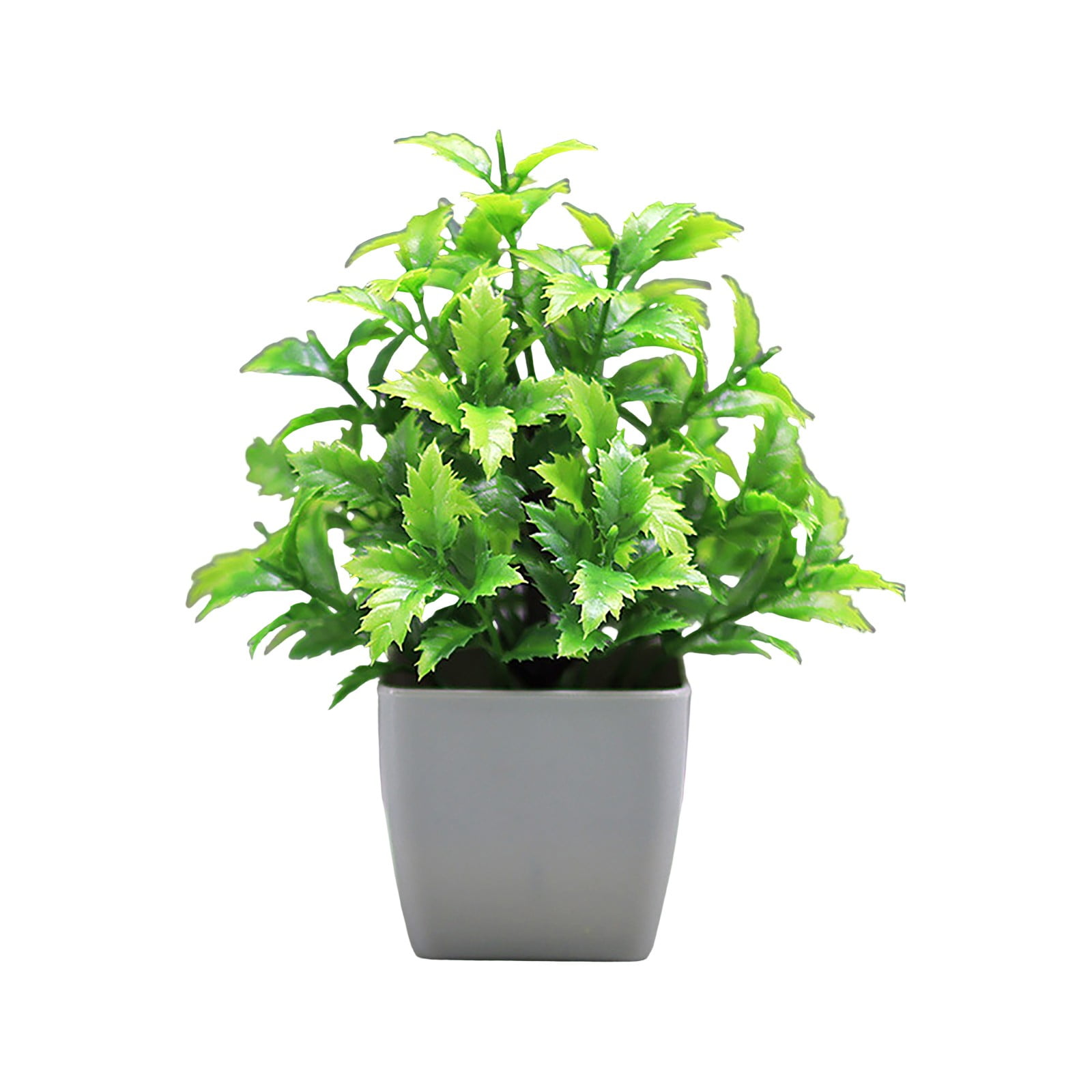 7.8" Artificial Green Plant Potted Ornaments with Pots, Persian Grass, Eucalyptus, Bamboo Leaves ...