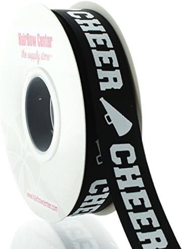 7/8" Black/White Cheer Text Grosgrain Ribbon 100yd - Walmart.com